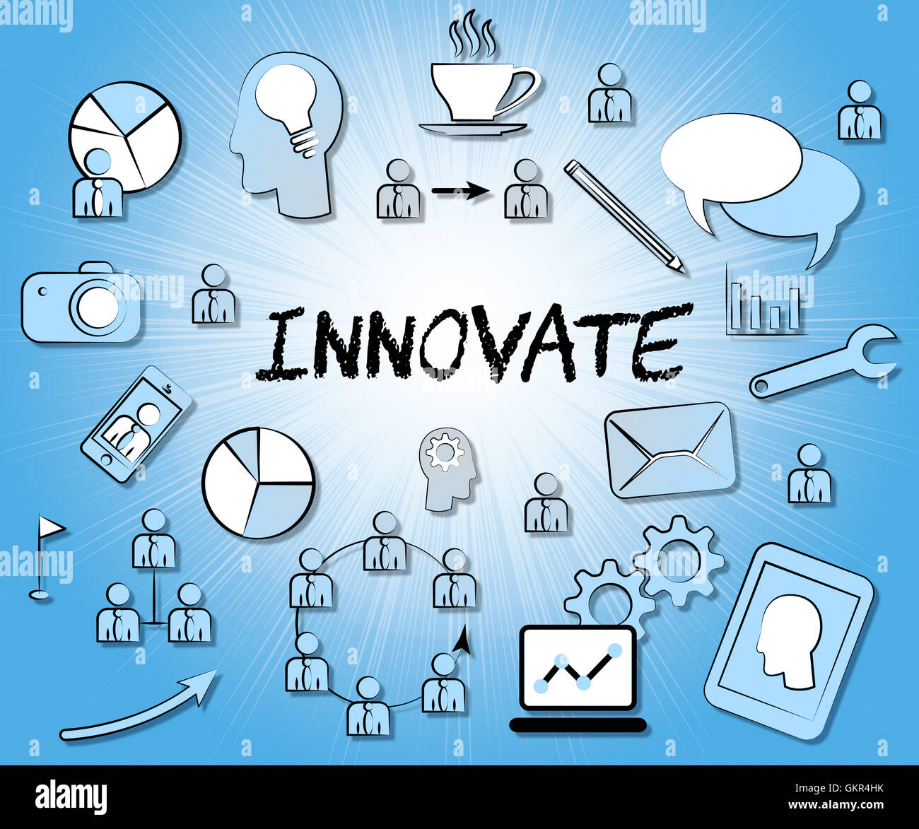 Innovate Icons Meaning Innovating Creative And Ideas Stock Photo - Alamy