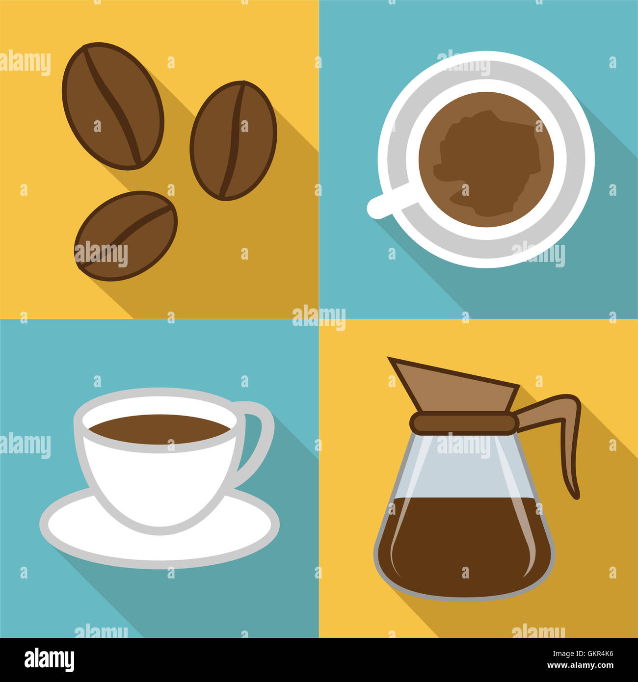 Coffee Icons Representing Restaurant And Cafeteria Beverages Stock ...