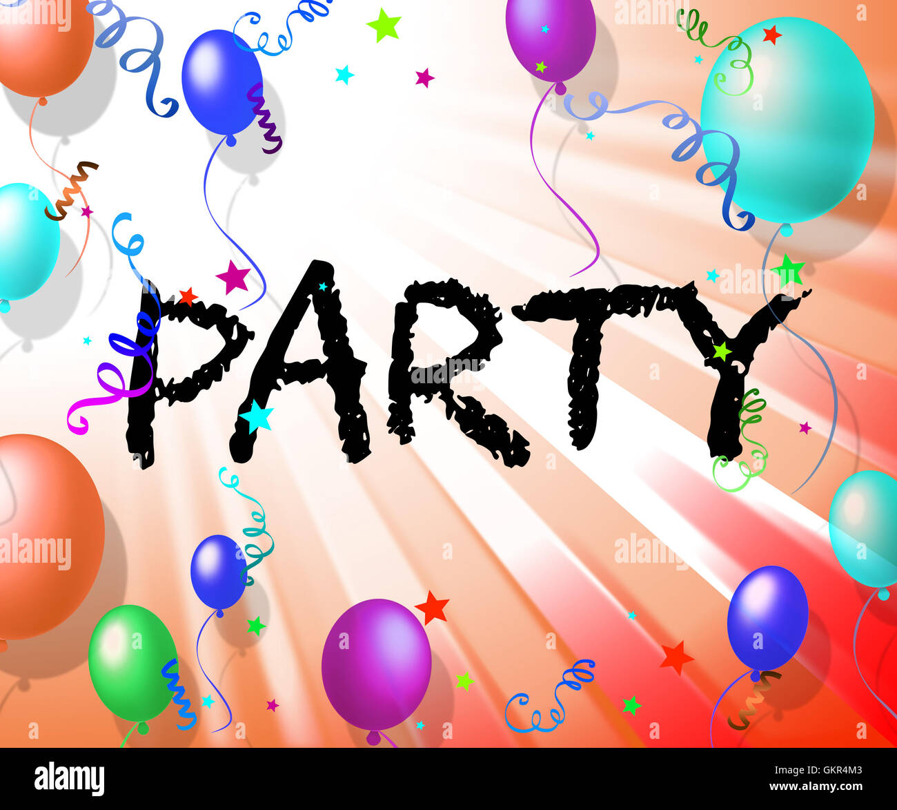 Party Balloons Showing Birthday Joy And Parties Stock Photo - Alamy