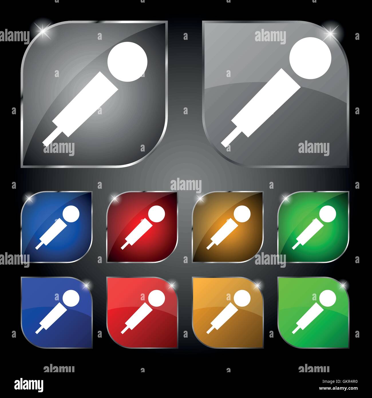 microphone icon sign. Set of ten colorful buttons with glare. Vector ...