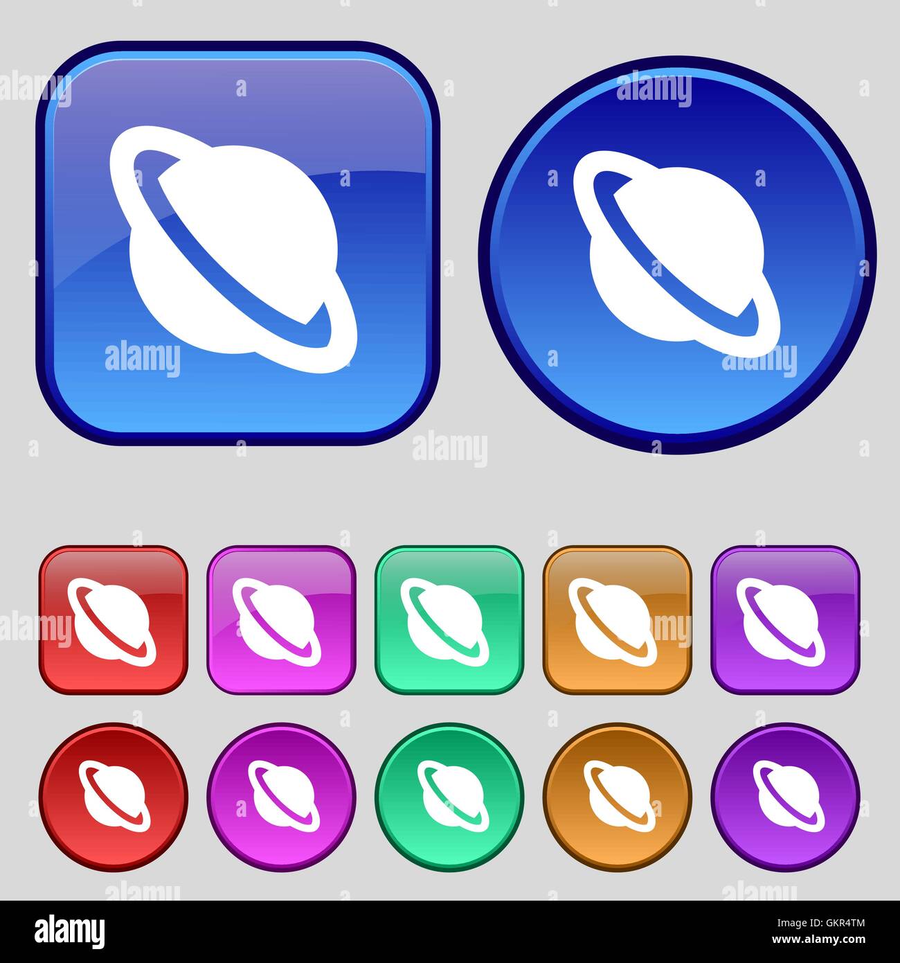 Jupiter planet icon sign. A set of twelve vintage buttons for your ...