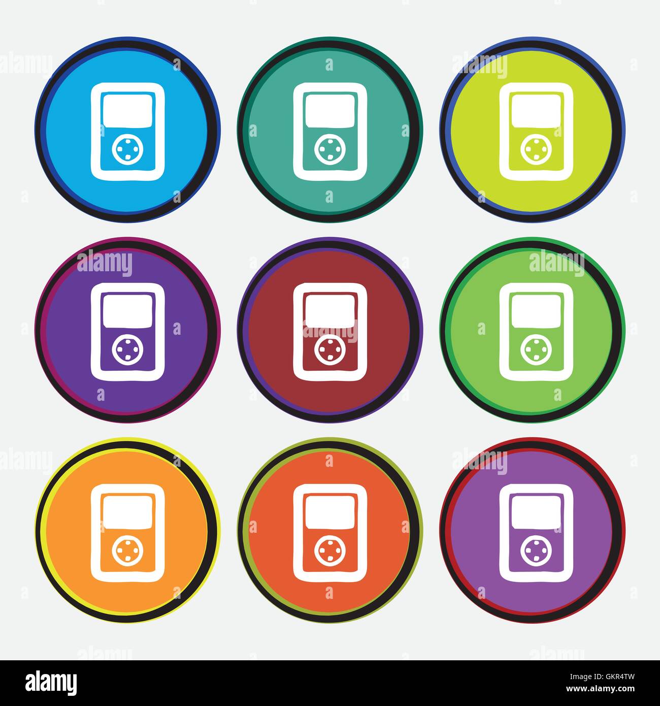 Tetris, video game console icon sign. Nine multi colored round buttons. Vector Stock Vector ...