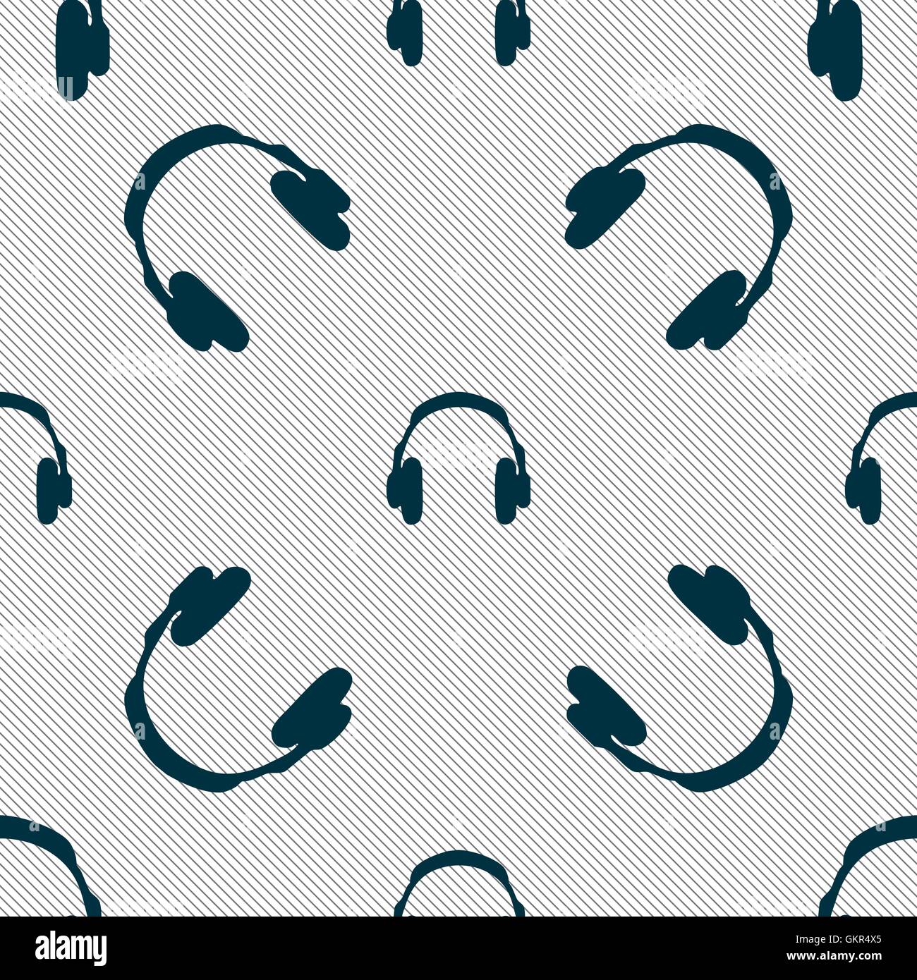 headsets icon sign. Seamless pattern with geometric texture. Vector ...