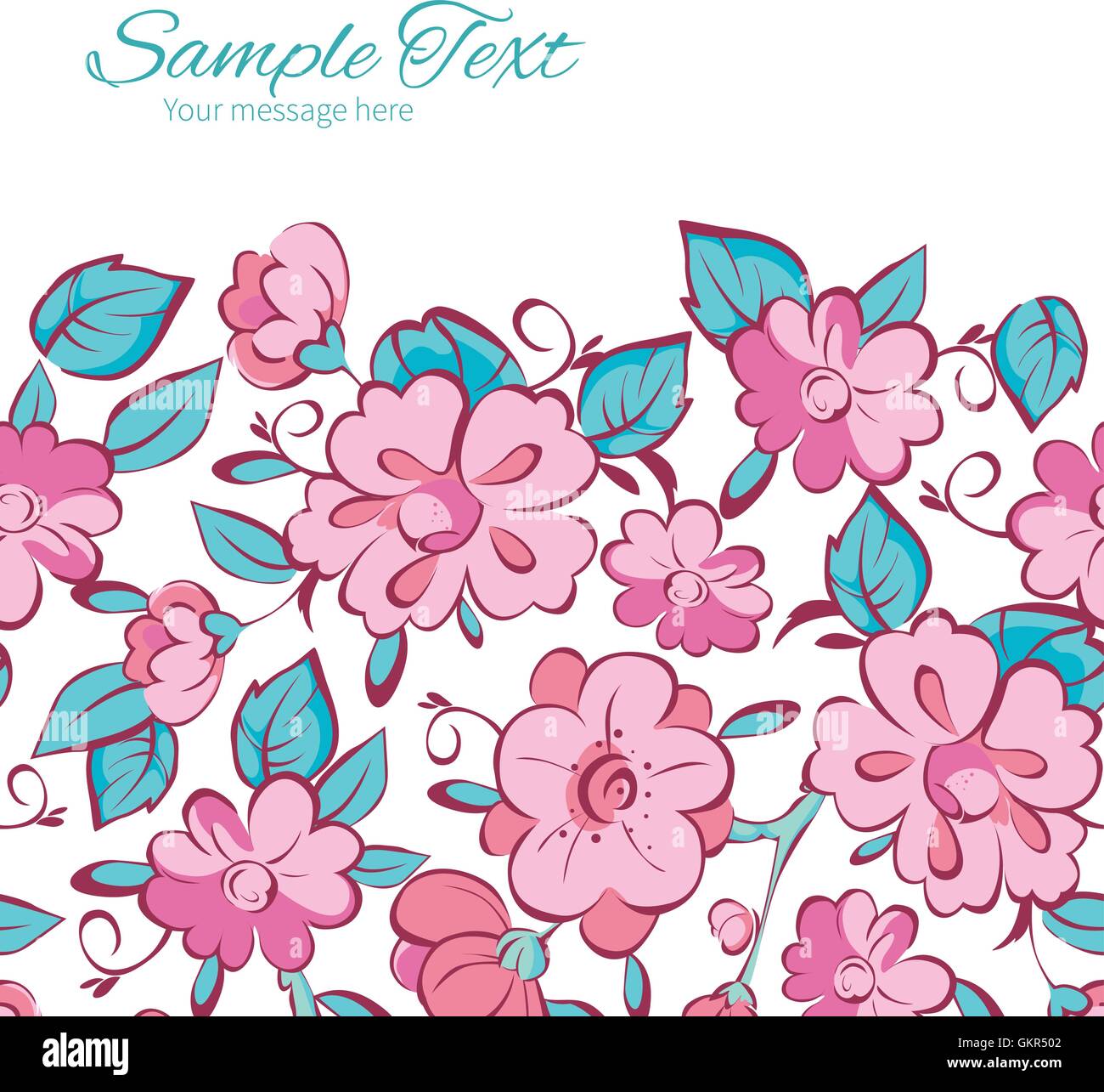 Blue flowers horizontal frame Stock Vector Images - Alamy