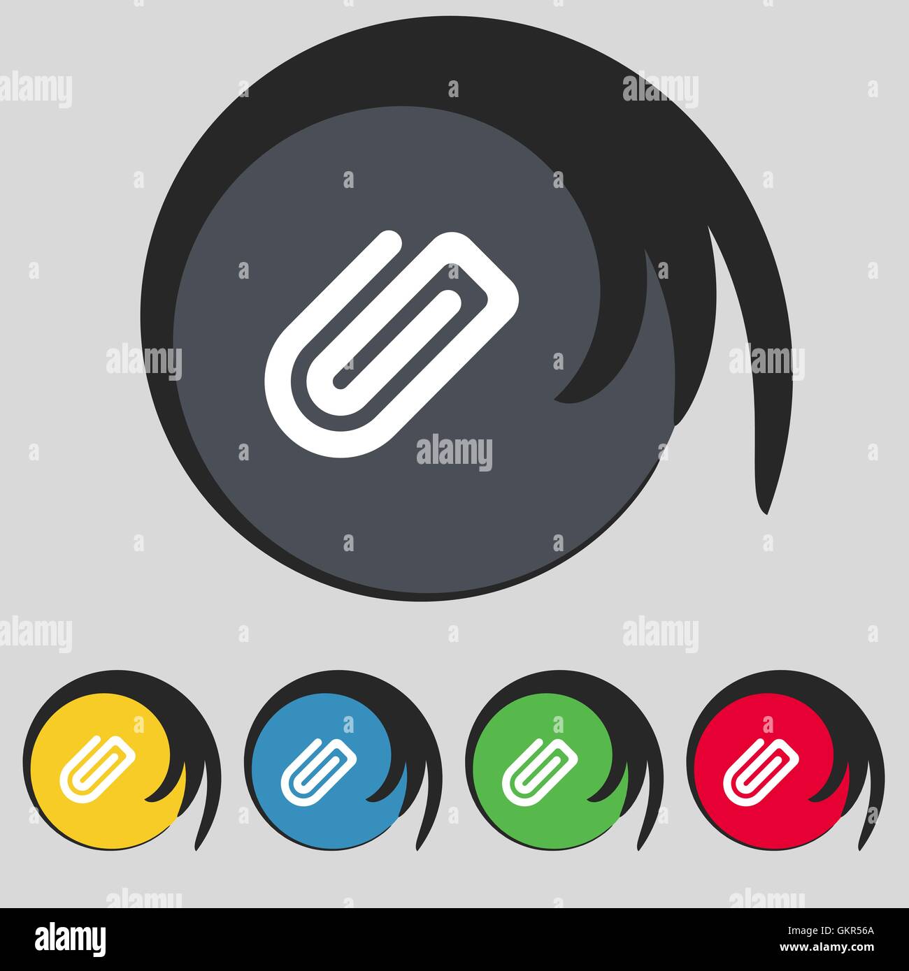 Paper Clip icon sign. Symbol on five colored buttons. Vector Stock ...