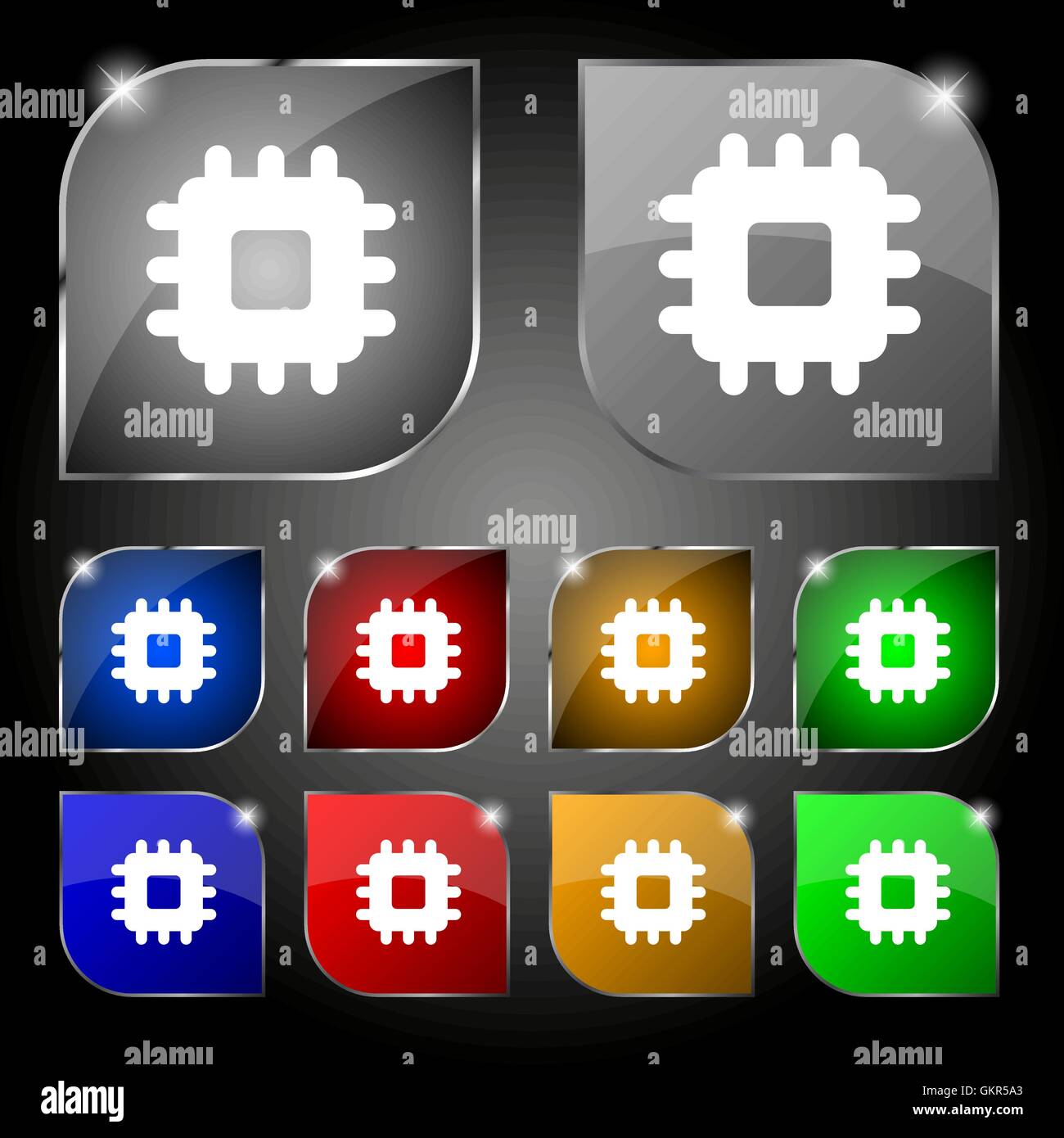 Central Processing Unit icon sign. Set of ten colorful buttons with ...