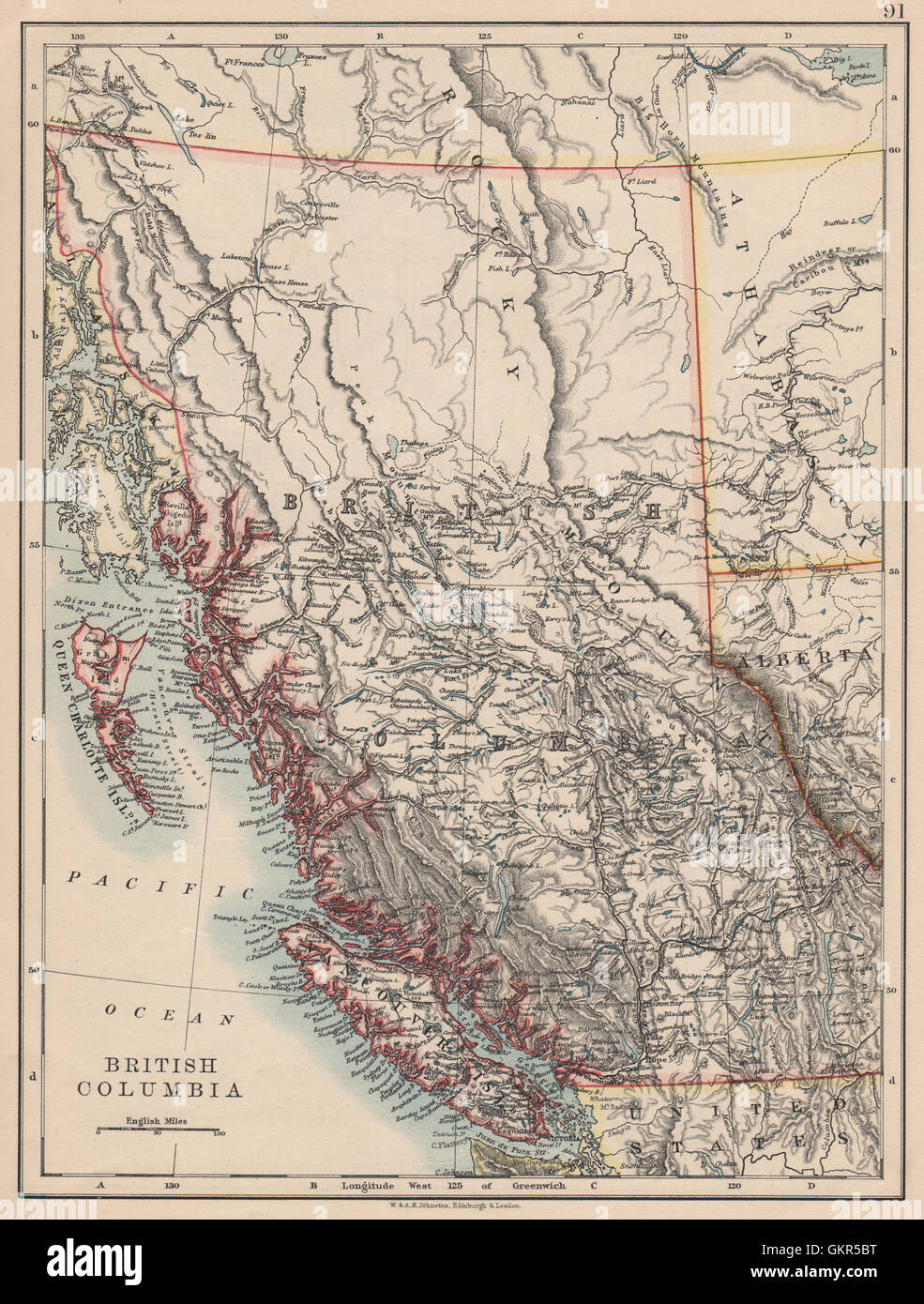 BRITISH COLUMBIA. Province map. Railroads. Vancouver island. JOHNSTON ...