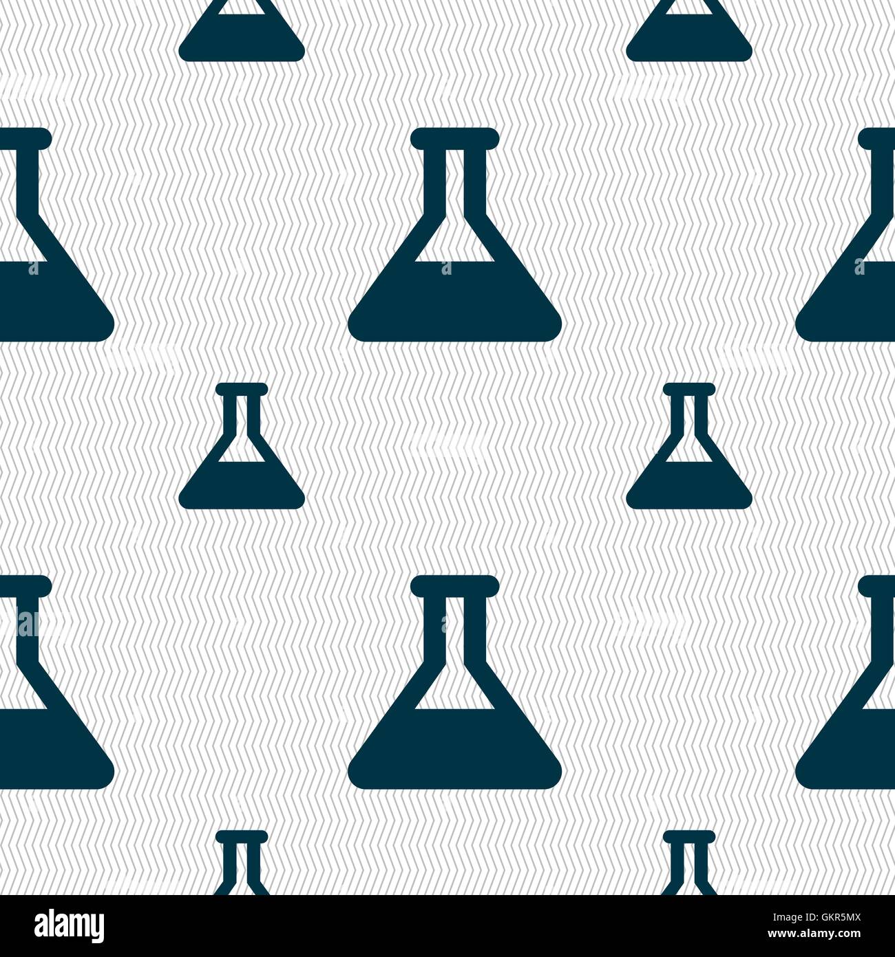 Conical Flask icon sign. Seamless pattern with geometric texture ...