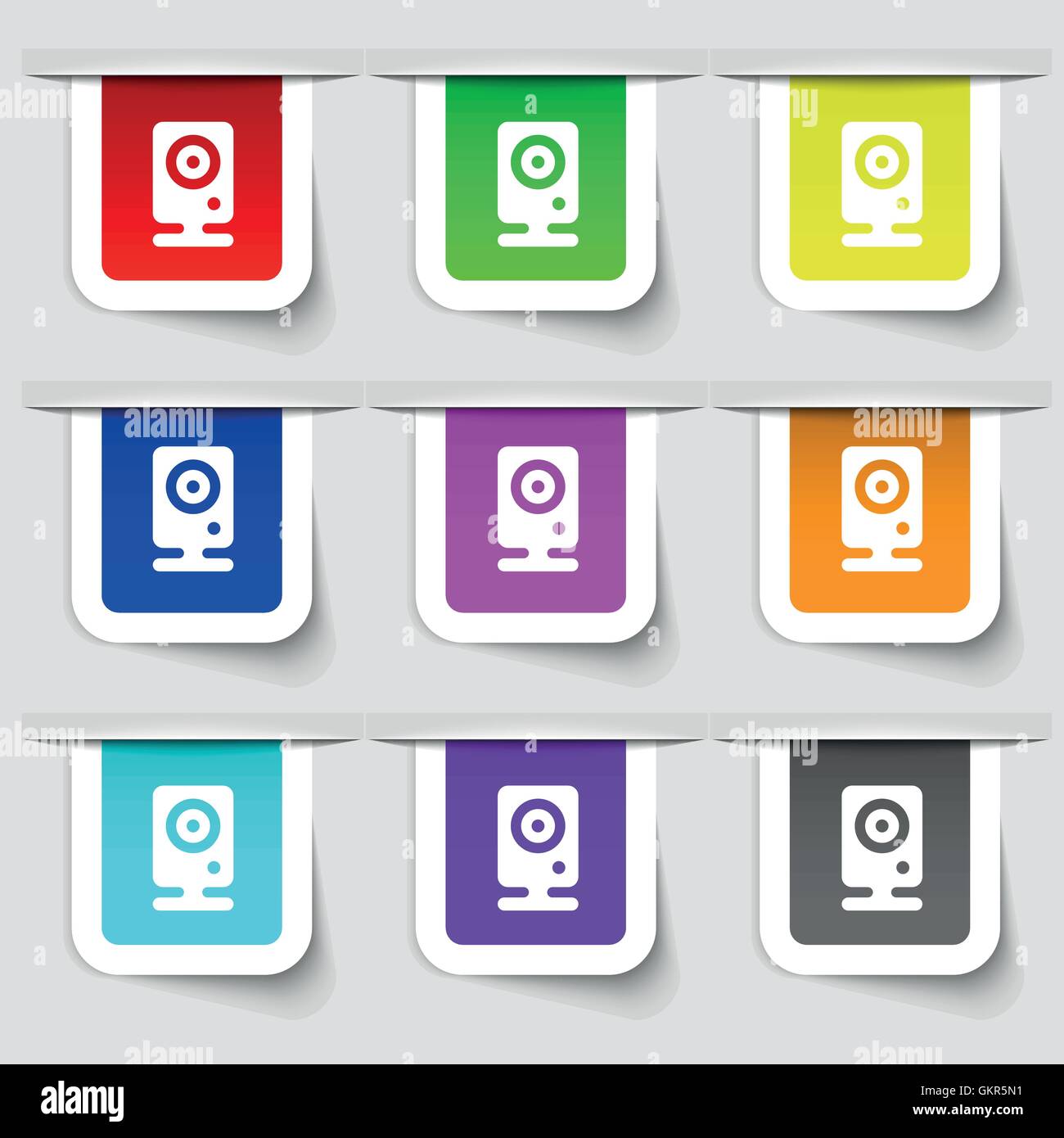 Web cam icon sign. Set of multicolored modern labels for your design ...
