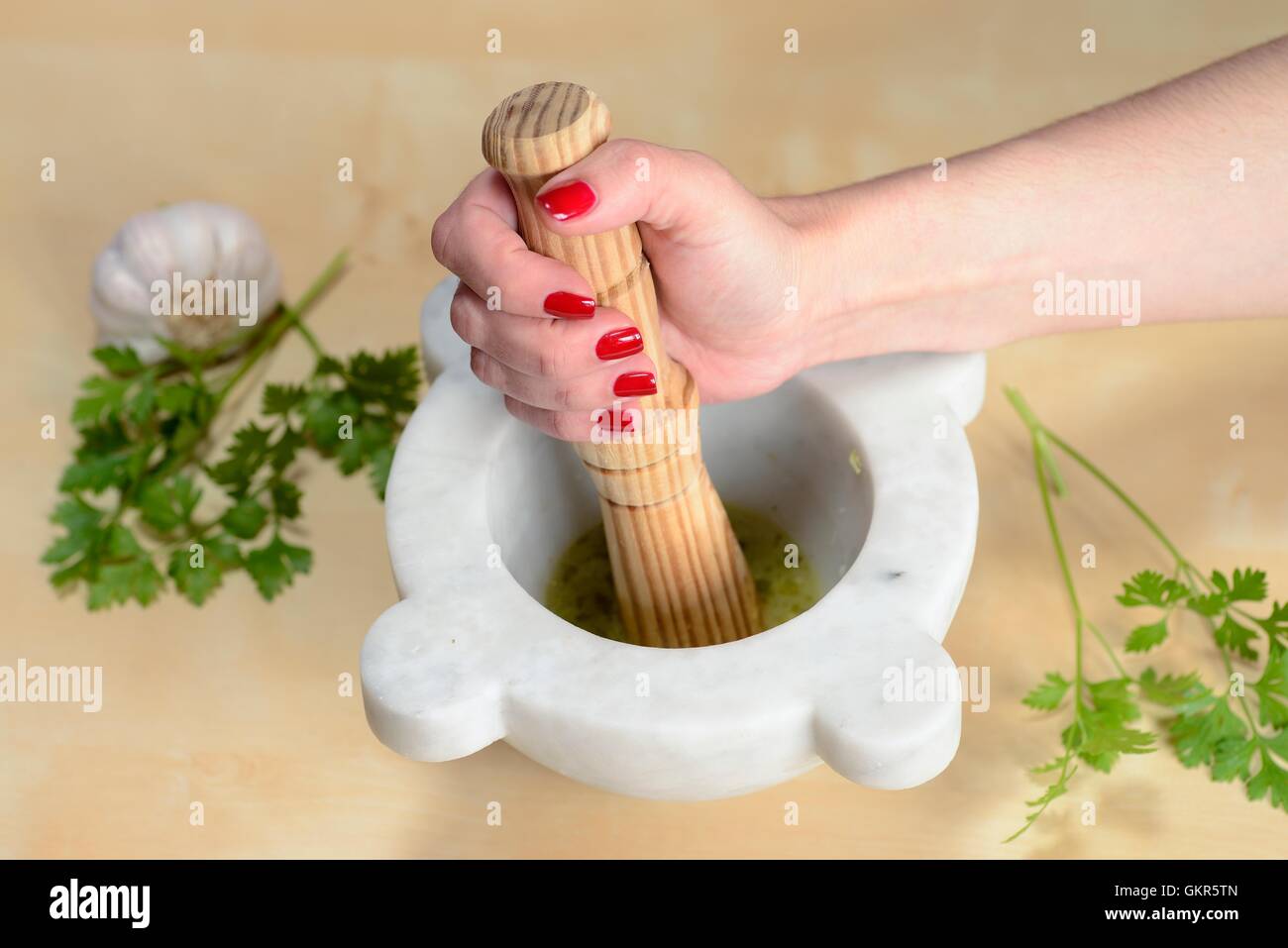 cooking with mortar Stock Photo - Alamy