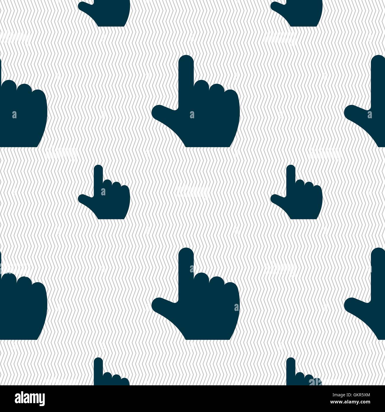 pointing hand icon sign. Seamless pattern with geometric texture ...