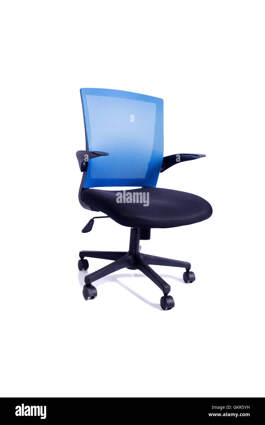 Blue office chair isolated on the white background Stock Photo - Alamy