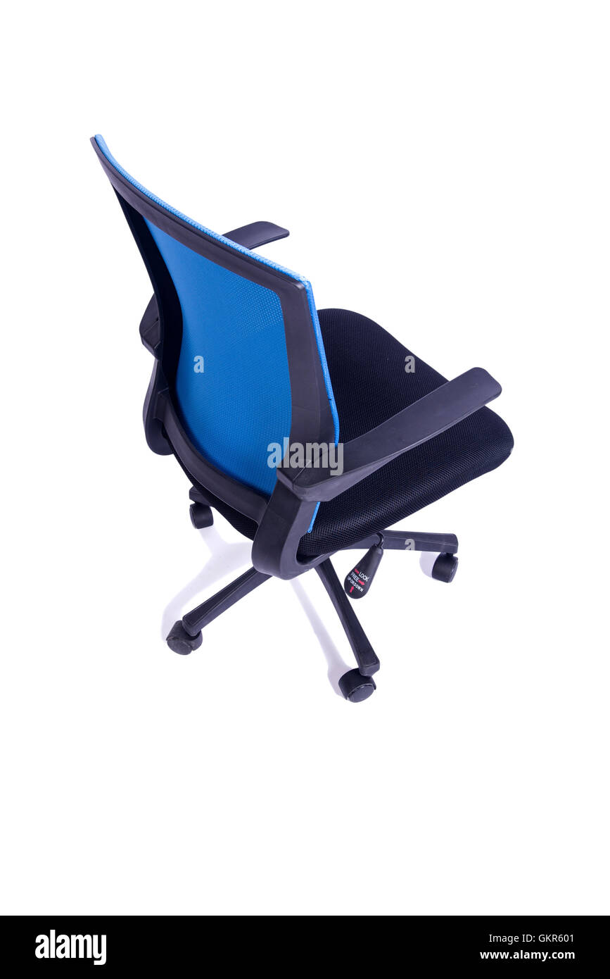 Blue office chair isolated on the white background Stock Photo - Alamy