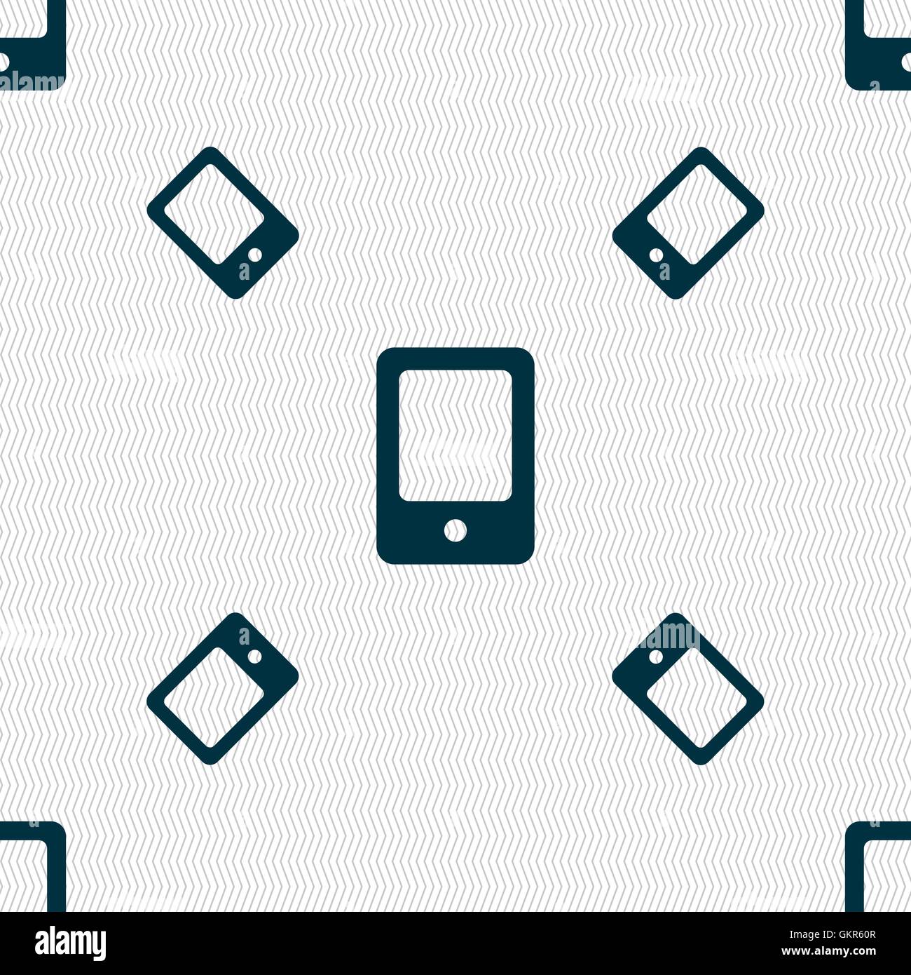 Tablet icon sign. Seamless pattern with geometric texture. Vector Stock ...