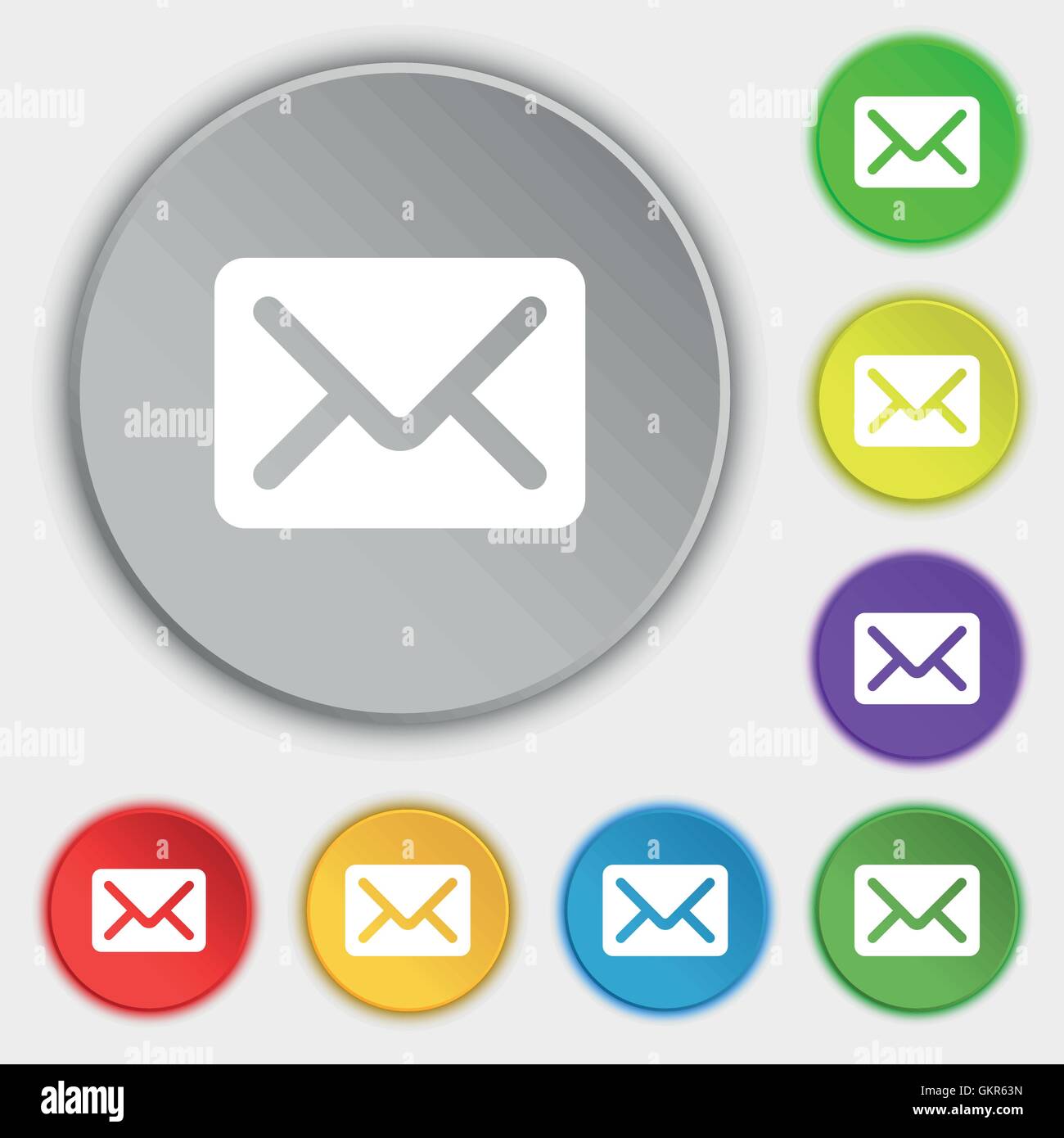 Mail, envelope, letter icon sign. Symbol on five flat buttons. Vector ...