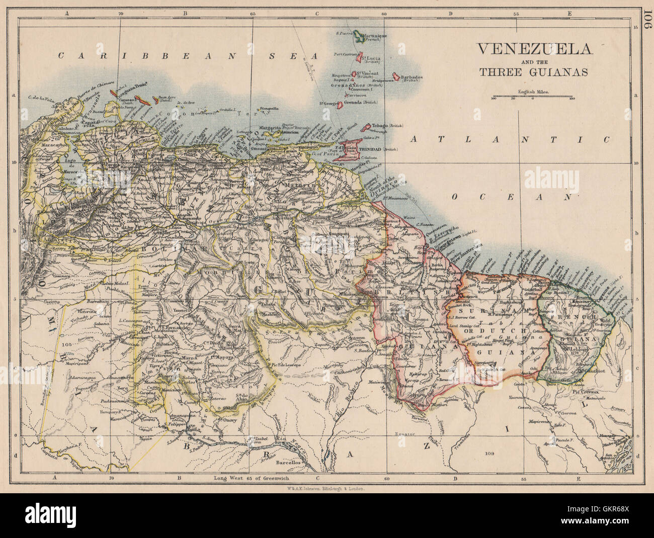 VENEZUELA / GUIANAS. Suriname. British French Dutch Guyana. JOHNSTON ...