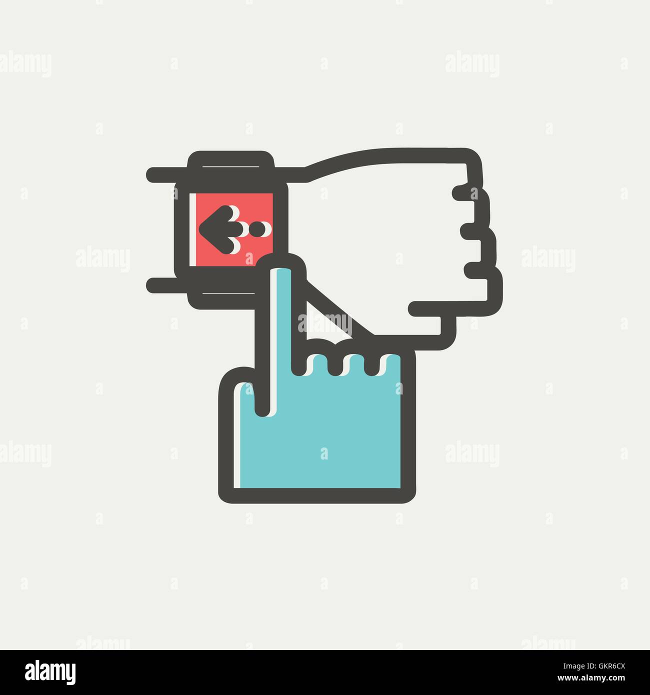 Smart watch pointing by finger thin line icon Stock Vector Image & Art ...