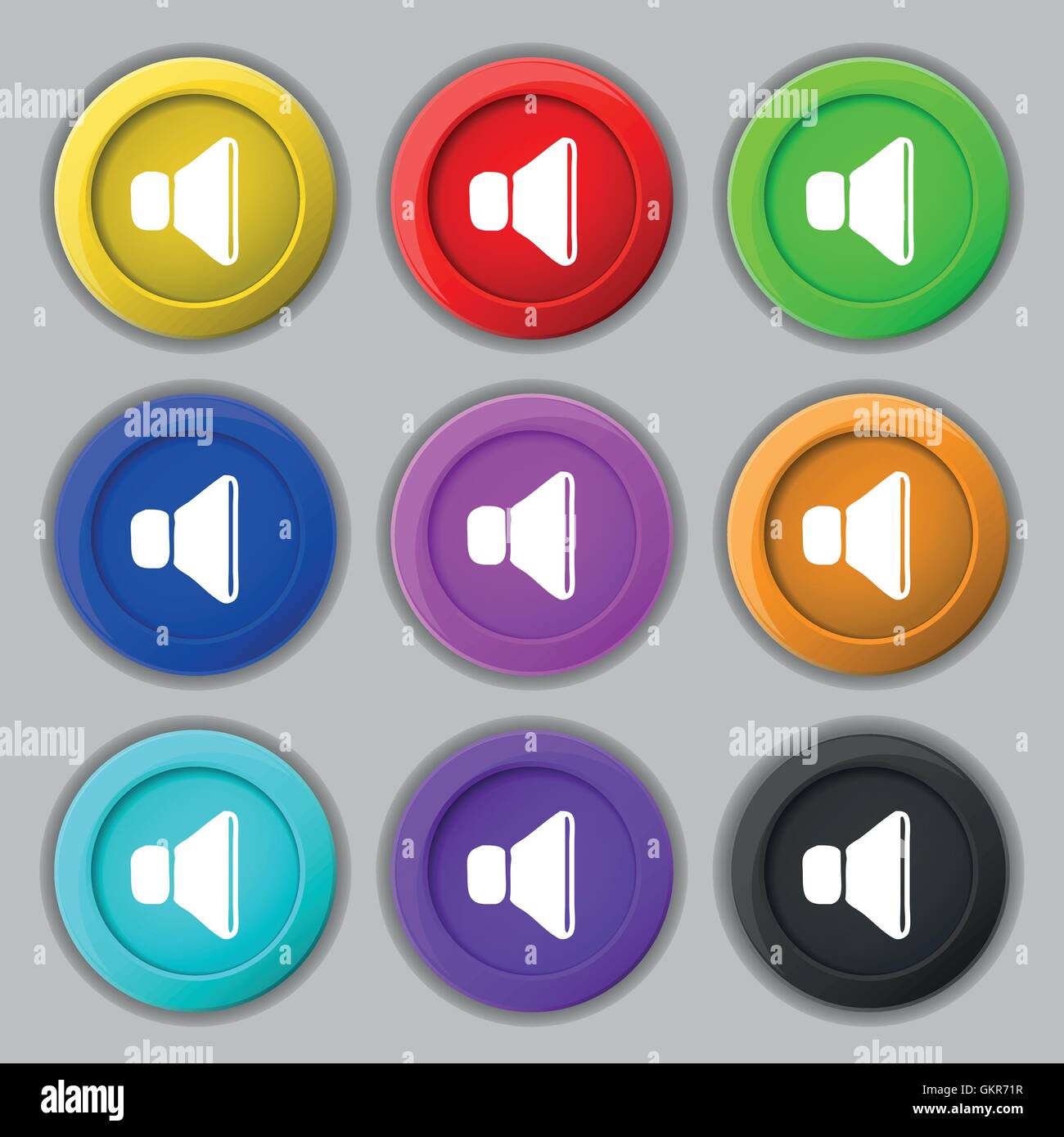 volume, sound icon sign. symbol on nine round colourful buttons. Vector ...