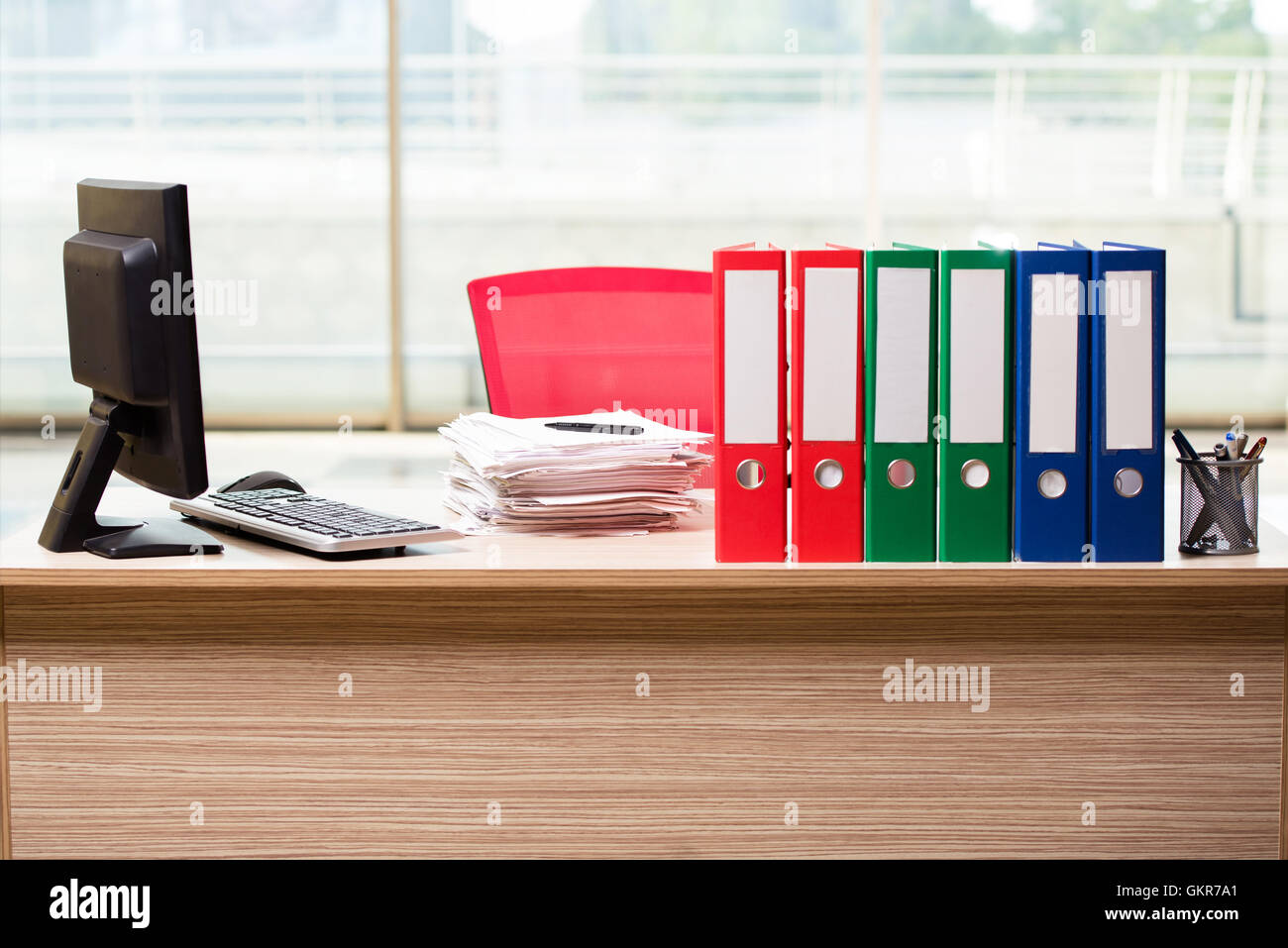 Office binders on the desk Stock Photo - Alamy
