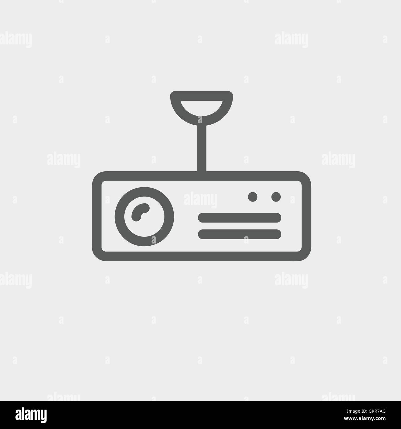 Vintage radio with analog dials and antenna thin line icon Stock Vector ...