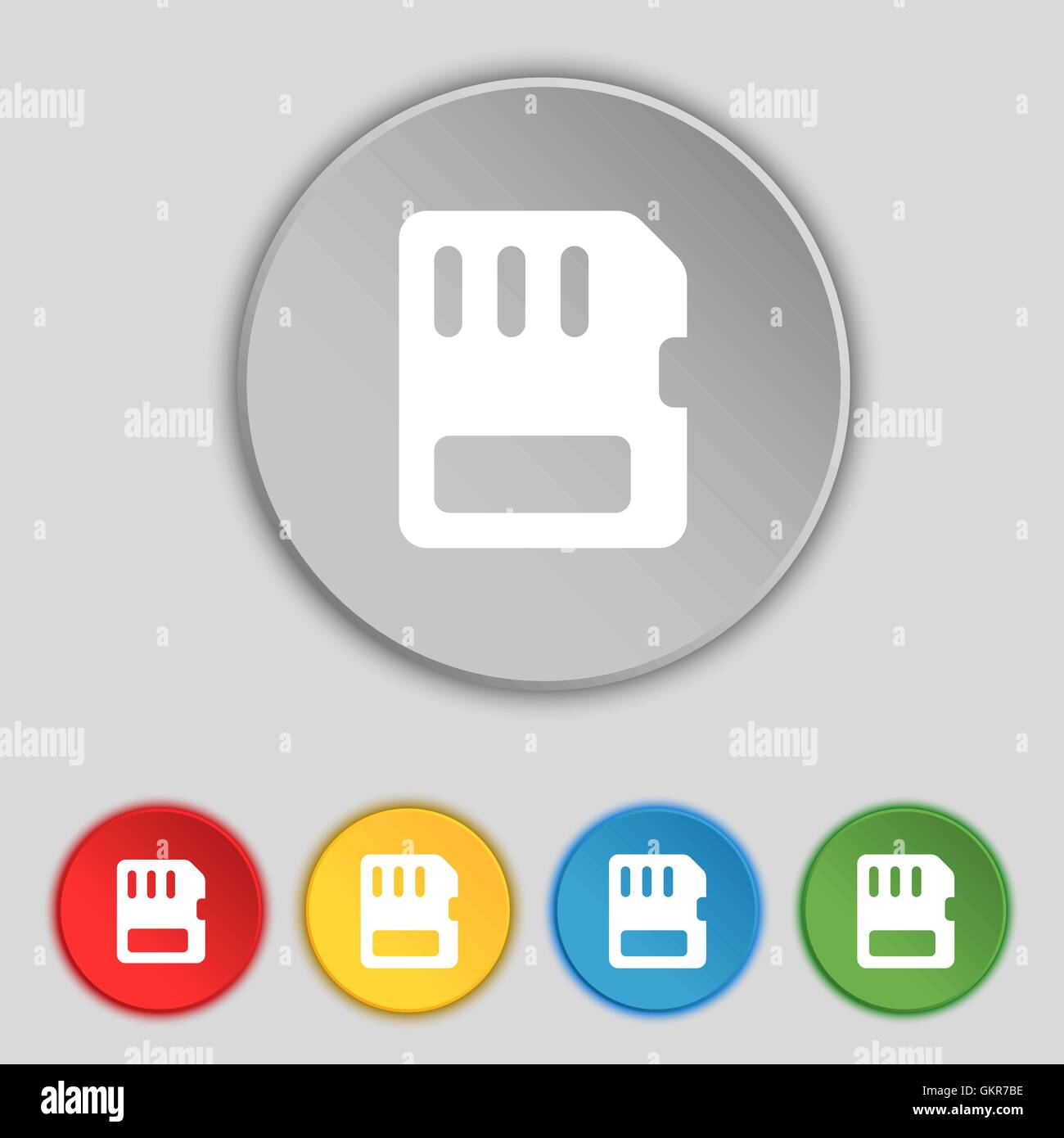 compact memory card icon sign. Symbol on five flat buttons. Vector ...