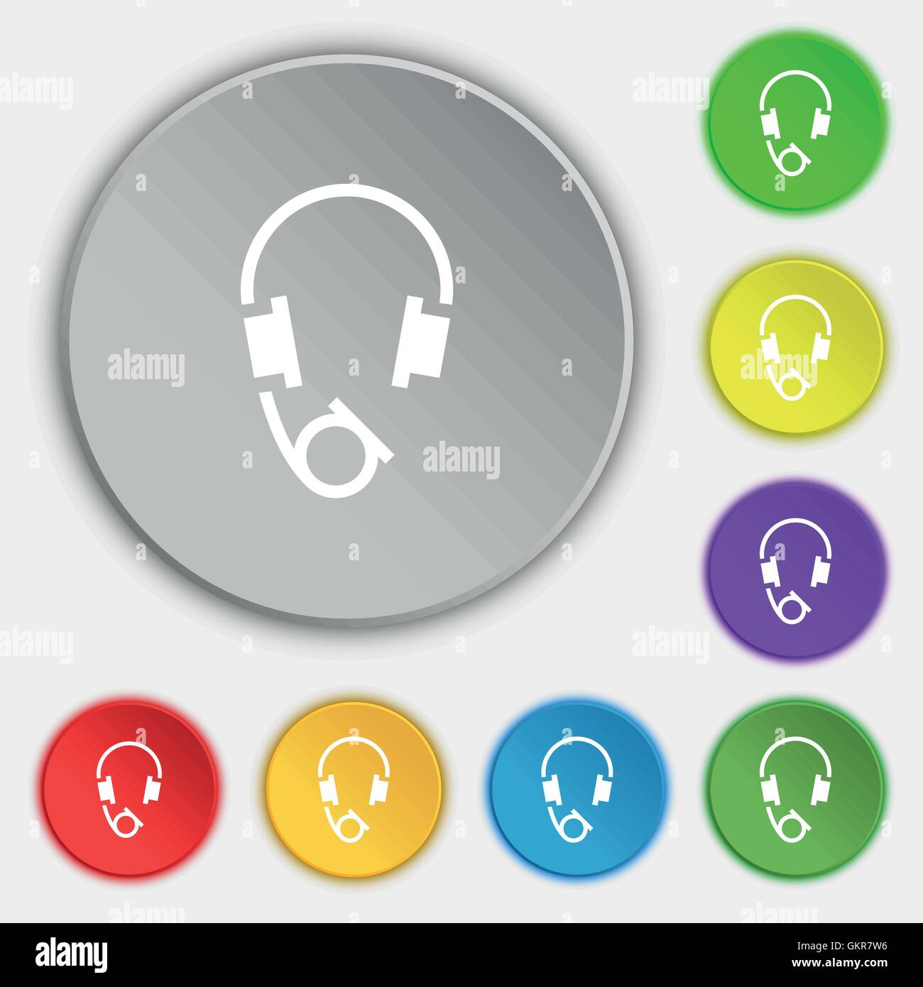 headsets icon sign. Symbol on five flat buttons. Vector Stock Vector ...