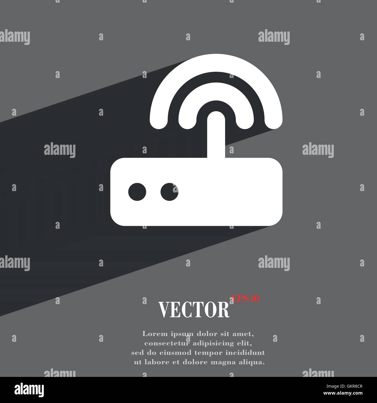 Wi fi router icon symbol Flat modern web design with long shadow and ...