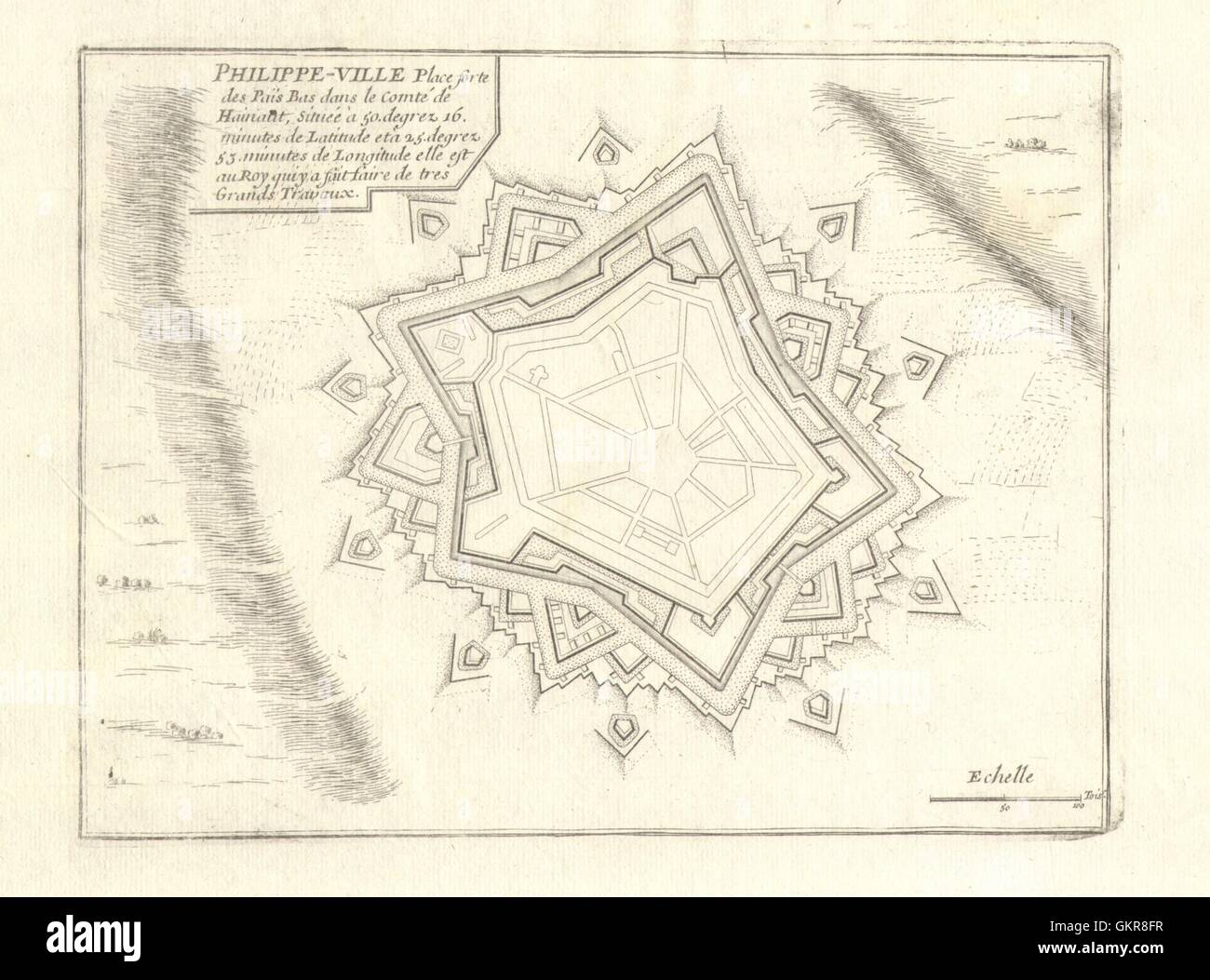'Philippe-Ville'. Philippeville. Fortified town/city plan. DE FER, 1705 ...