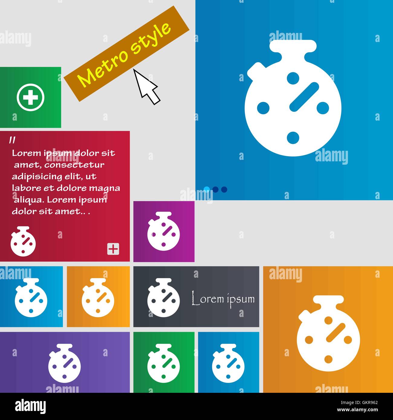 Timer Stopwatch Icon Sign Metro Style Buttons Modern Interface