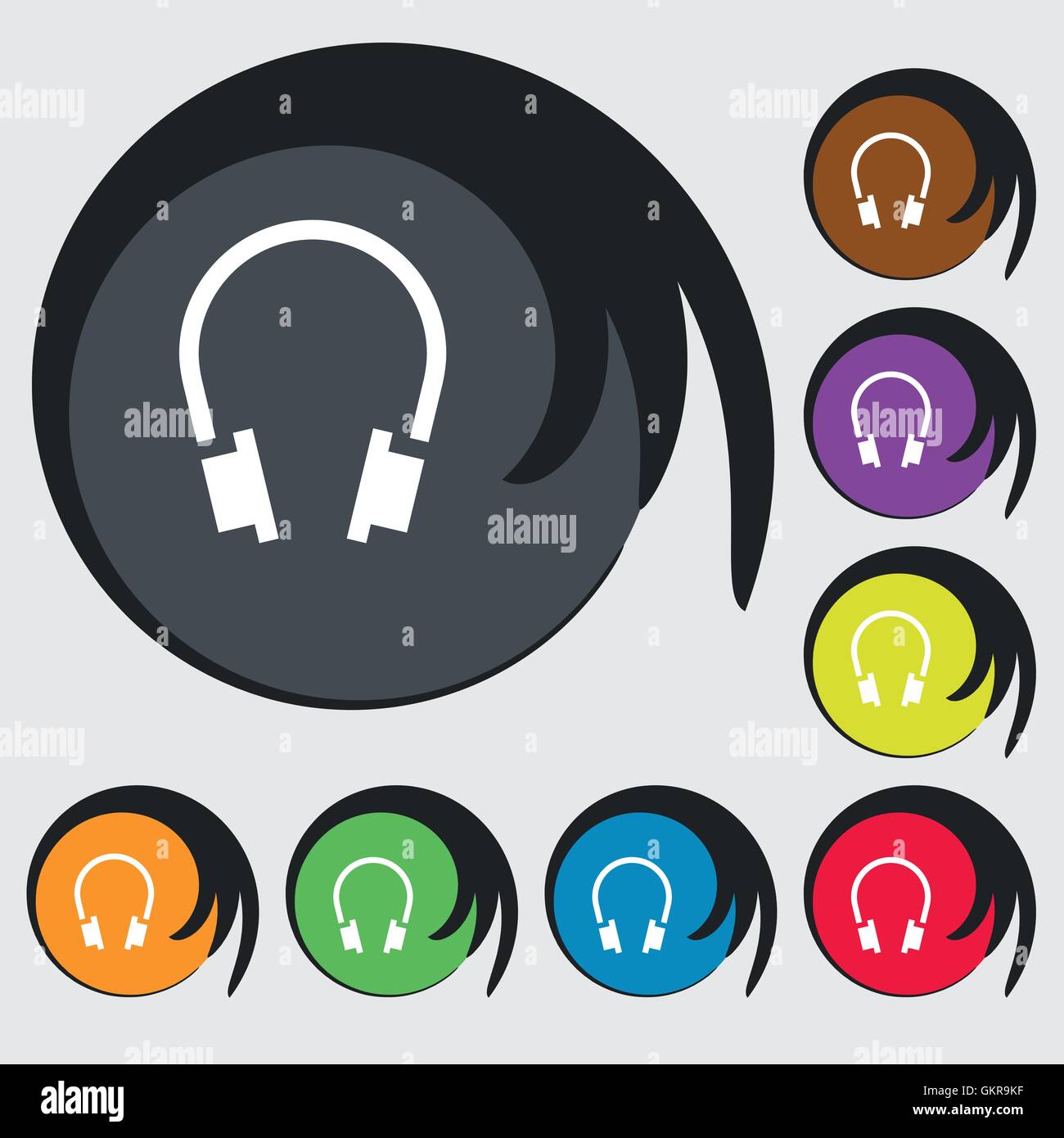 headsets icon sign. Symbol on eight colored buttons. Vector Stock Vector Image & Art - Alamy