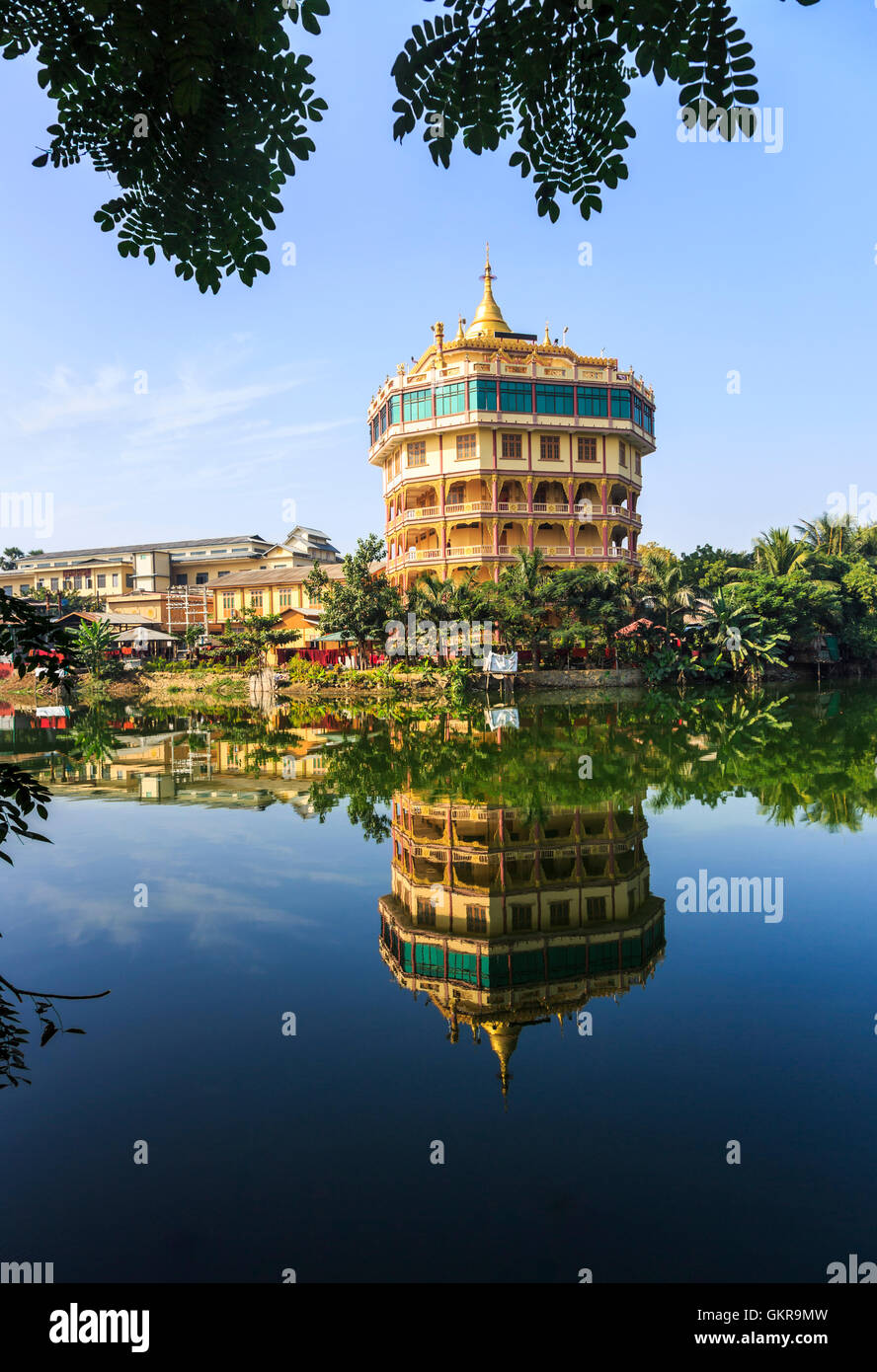 Impressive modern monastery building near the Jade Market, Mandalay ...