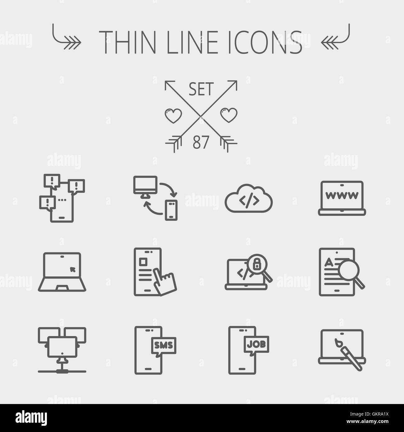 Network technology thin line Black and White Stock Photos & Images - Alamy