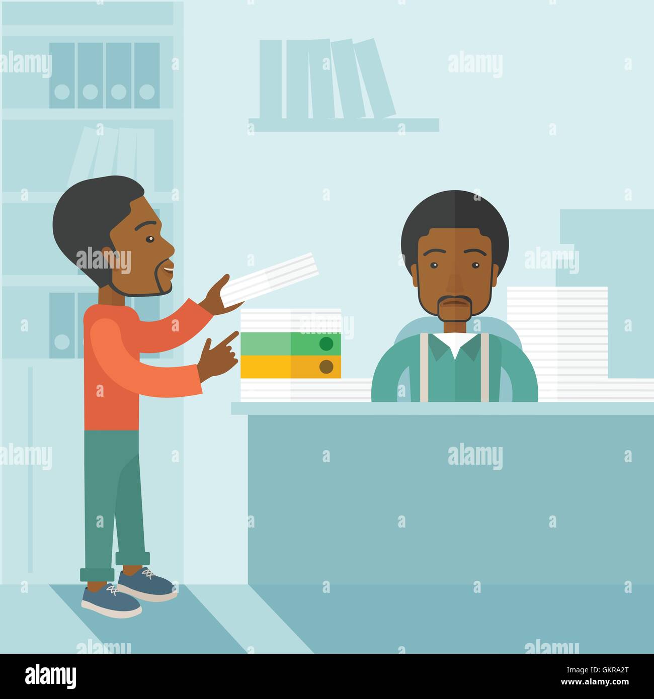 Worried office man desk Stock Vector Images - Alamy