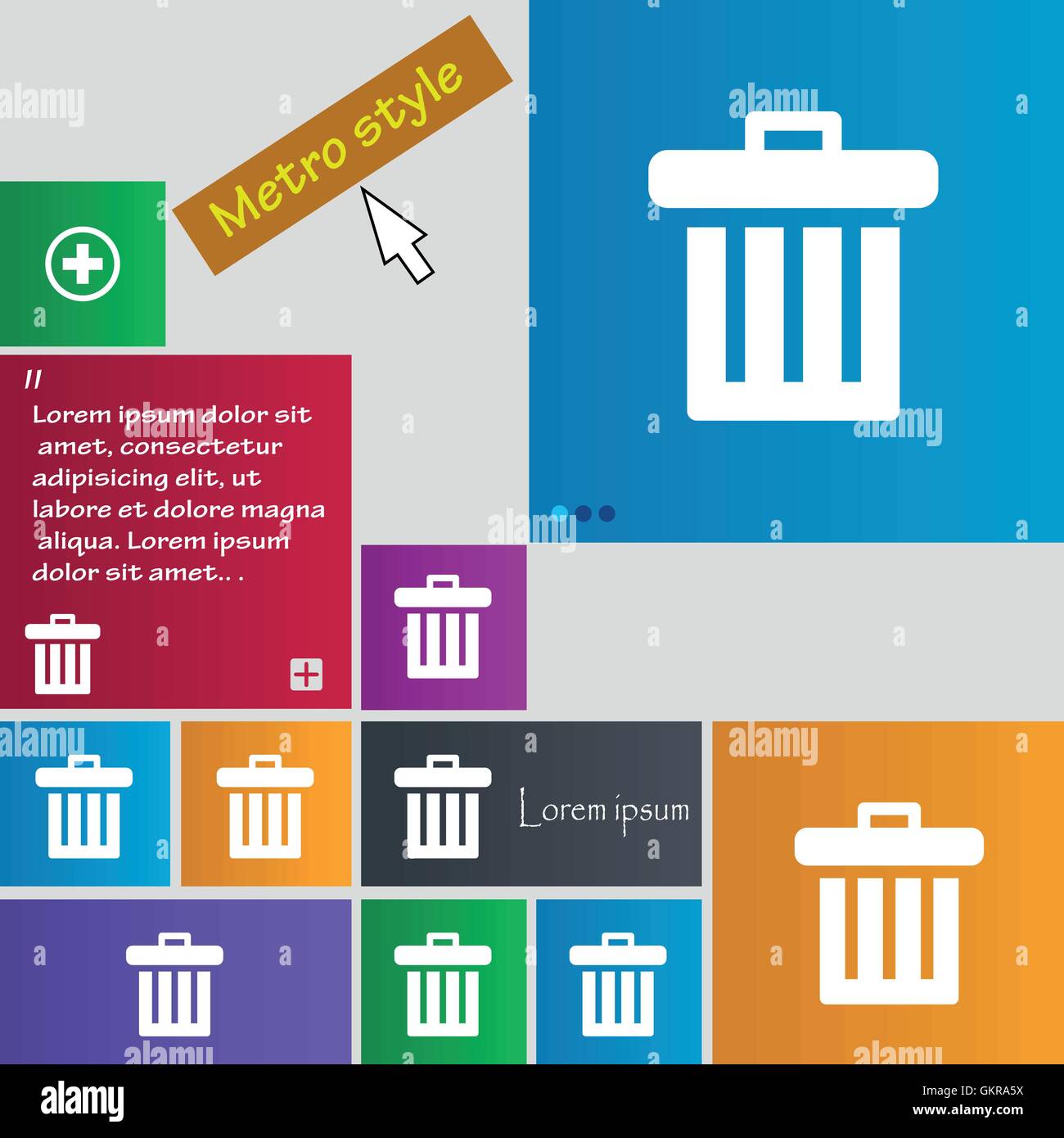 Recycle bin icon sign. buttons. Modern interface website buttons with cursor pointer. Vector ...