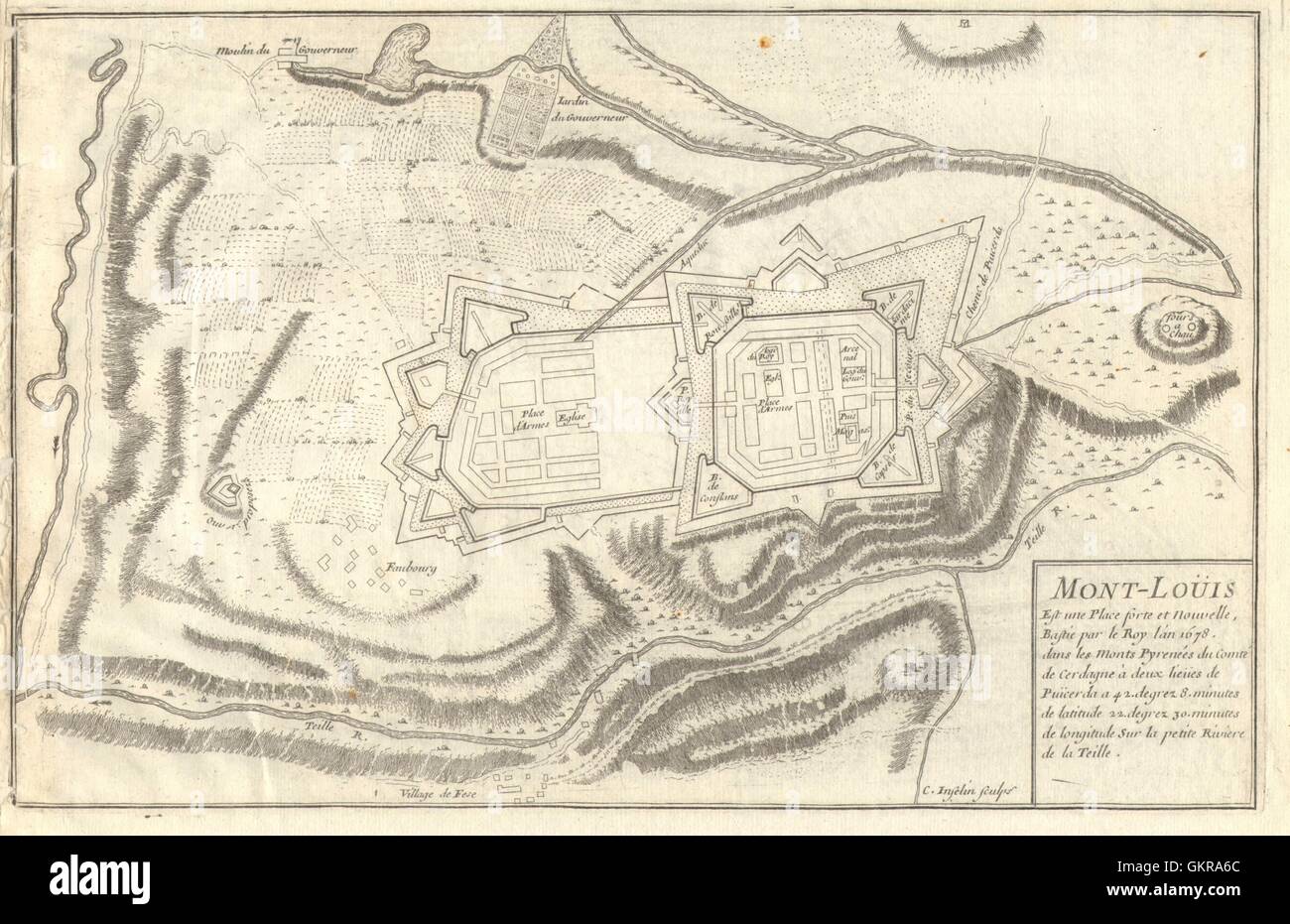 'Mont-Louis'. Montlluis town/city plan. Pyrénées-Orientales. DE FER ...