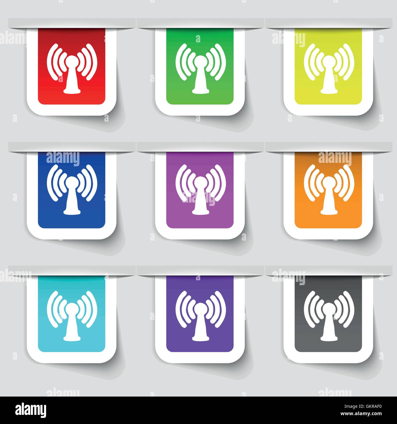Wi-fi, internet icon sign. Set of multicolored modern labels for your ...