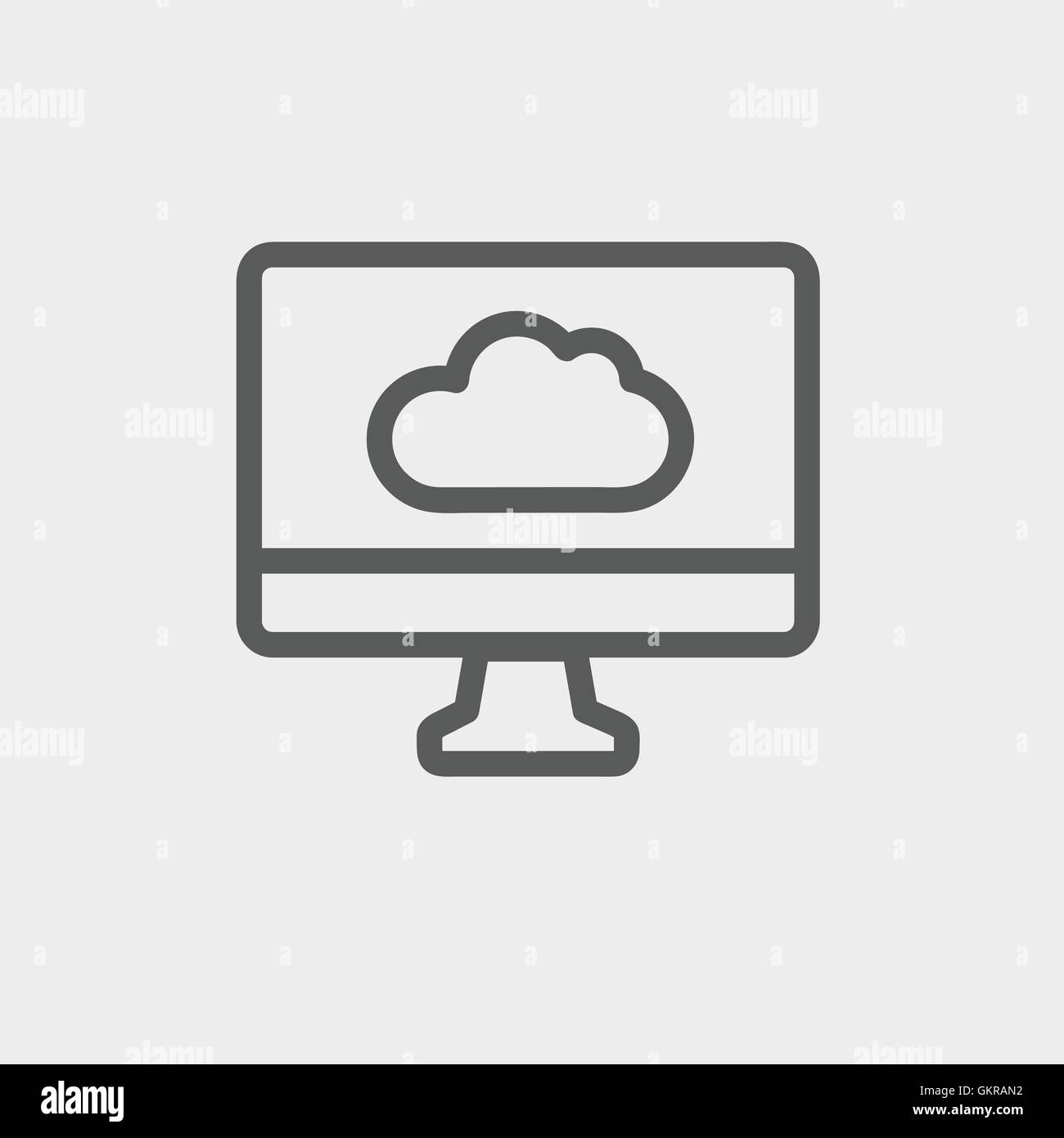 Monitor with cloud thin line icon Stock Vector Image & Art - Alamy