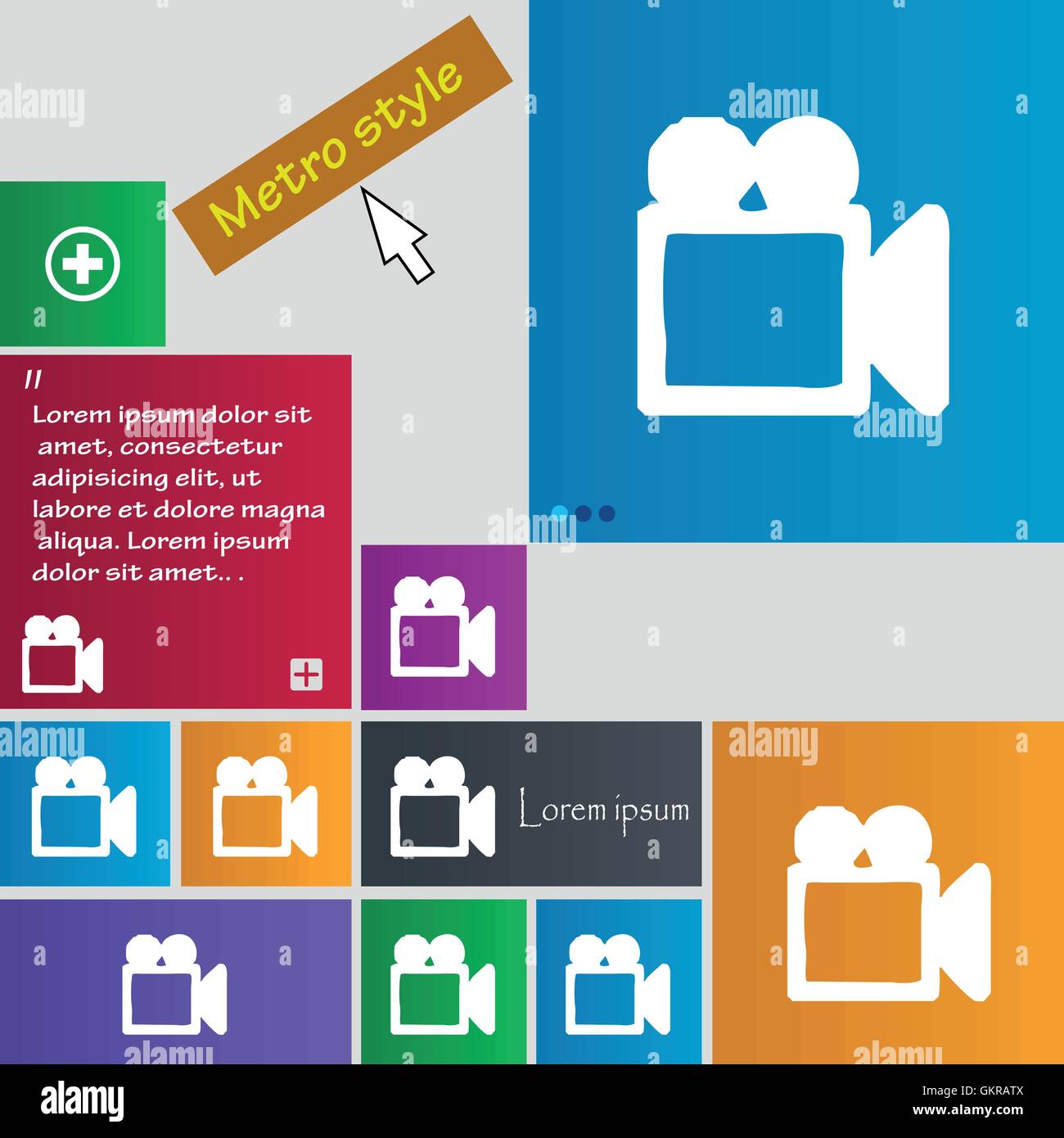 camcorder icon sign. buttons. Modern interface website buttons with cursor pointer. Vector Stock ...