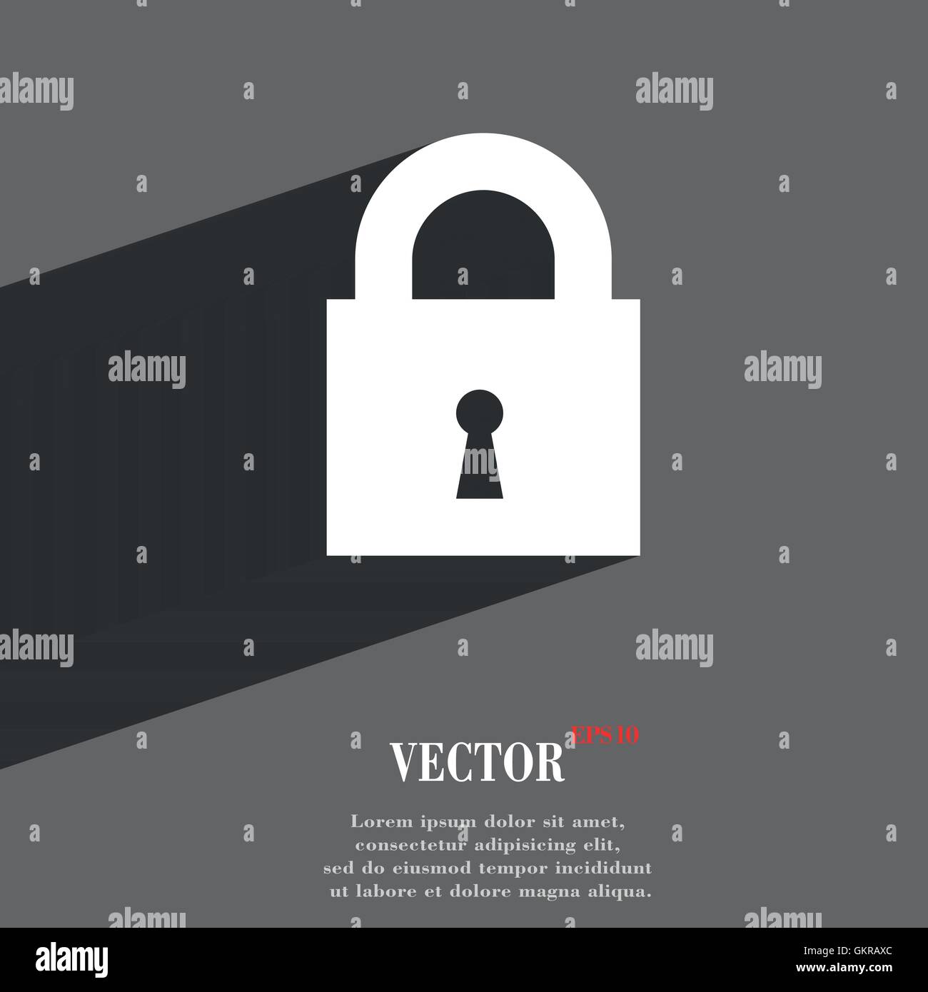 closed lock icon symbol Flat modern web design with long shadow and ...
