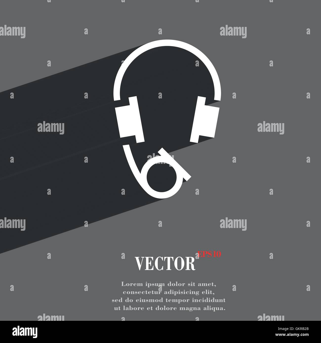 headsets icon symbol Flat modern web design with long shadow and space ...