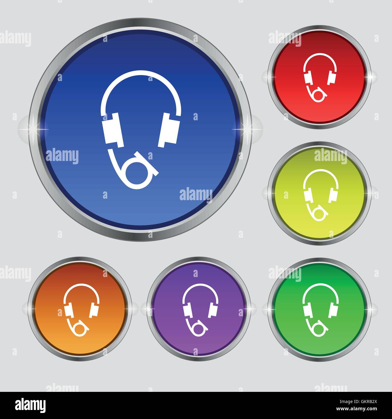 headsets icon sign. Round symbol on bright colourful buttons. Vector ...