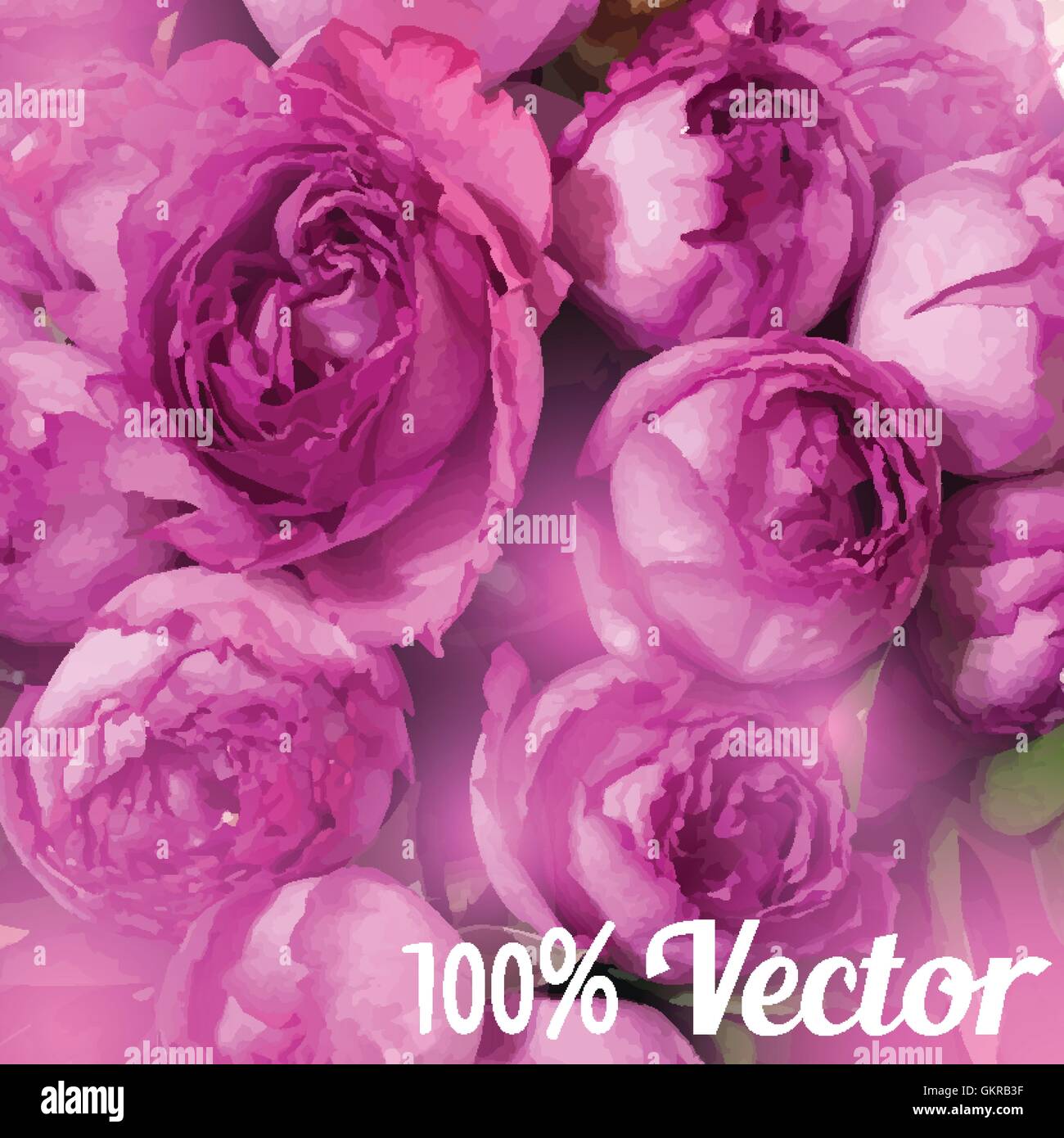 Vector card with peony roses. Wedding, greeting or birthday card design ...