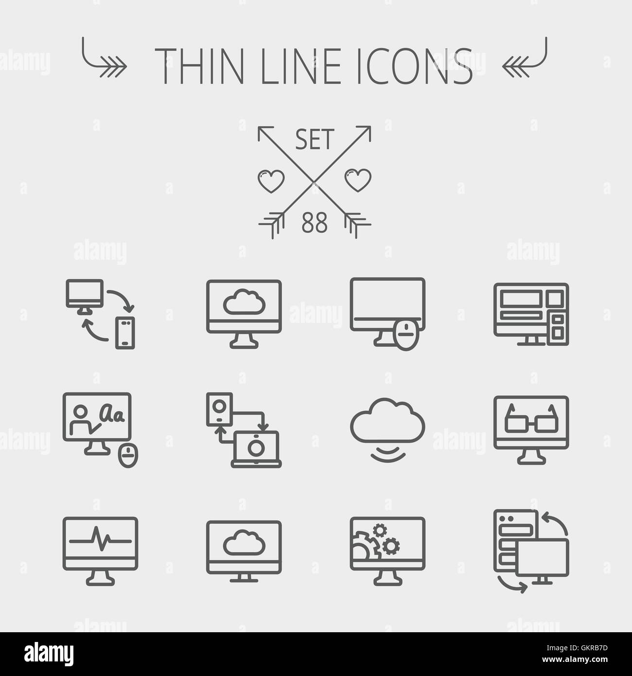 Click icon linear vector Black and White Stock Photos & Images - Alamy