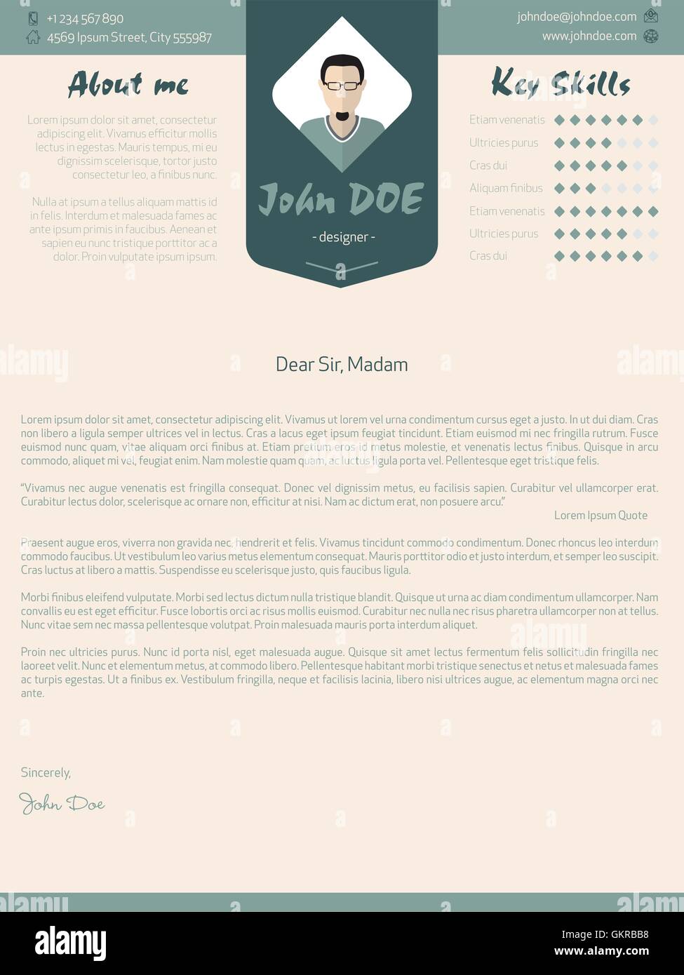 Modern cover letter design with details Stock Vector Image & Art - Alamy