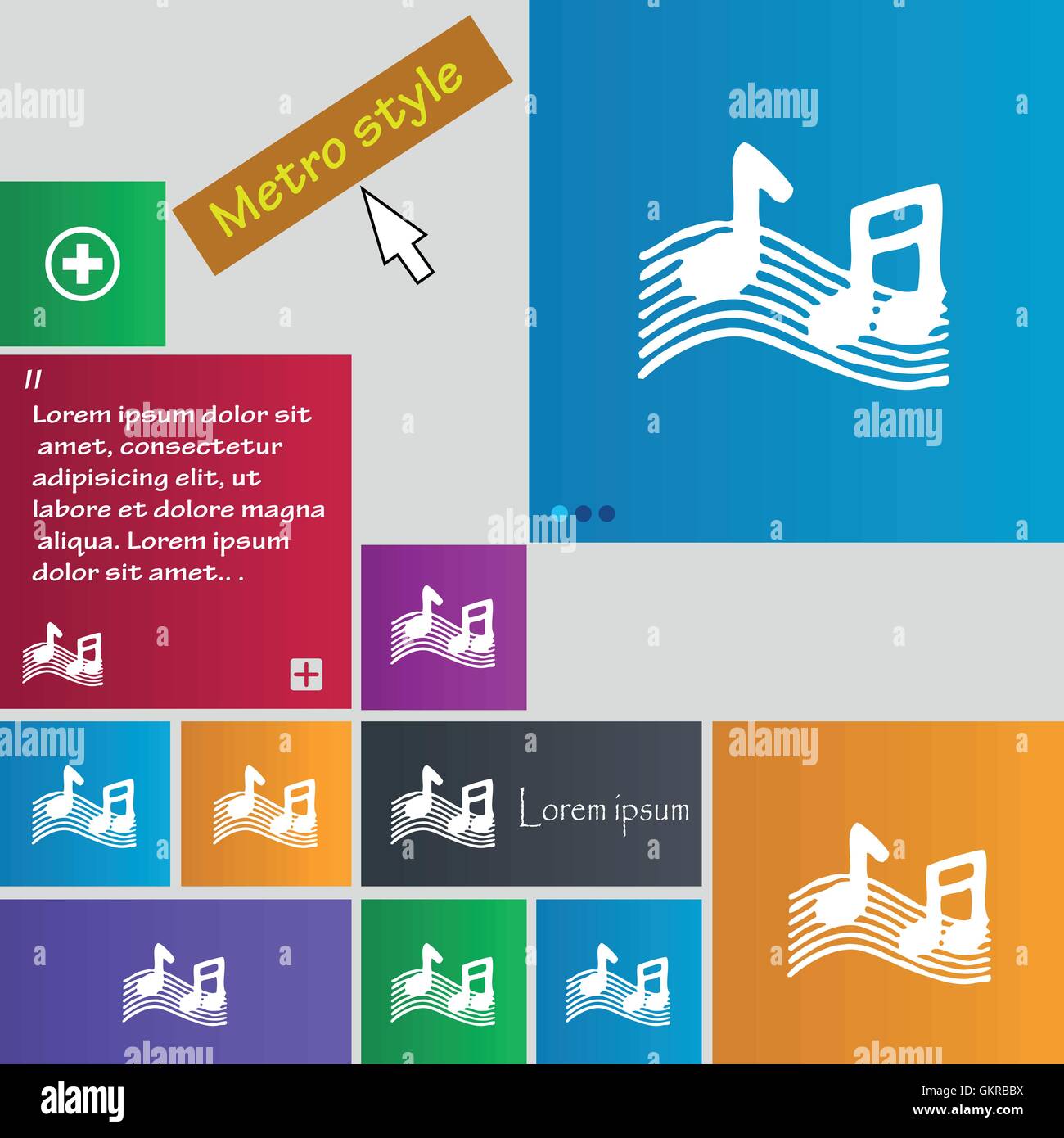 musical note, music, ringtone icon sign. buttons. Modern interface website buttons with cursor ...