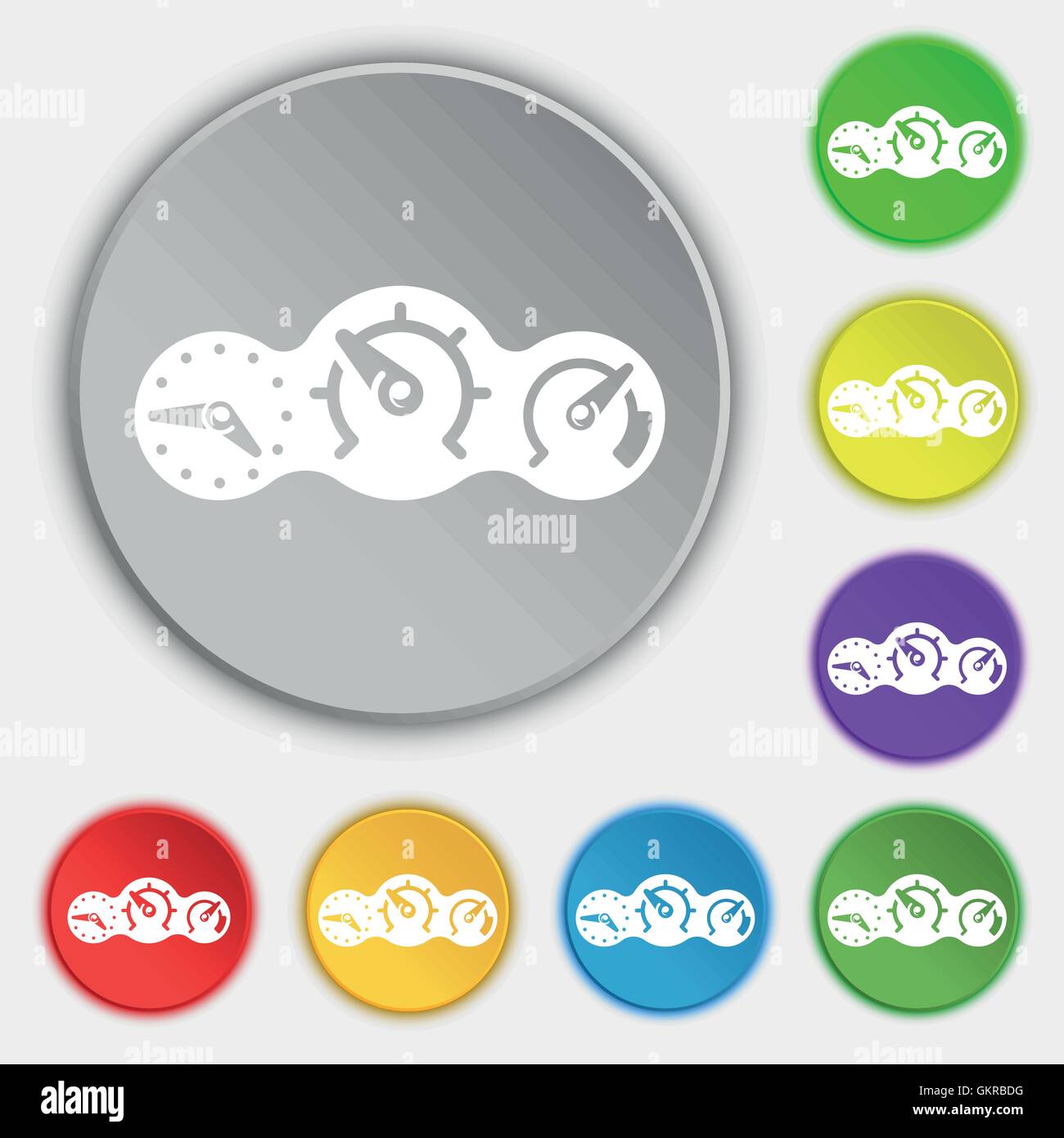 speed, speedometer icon sign. Symbol on five flat buttons. Vector Stock ...