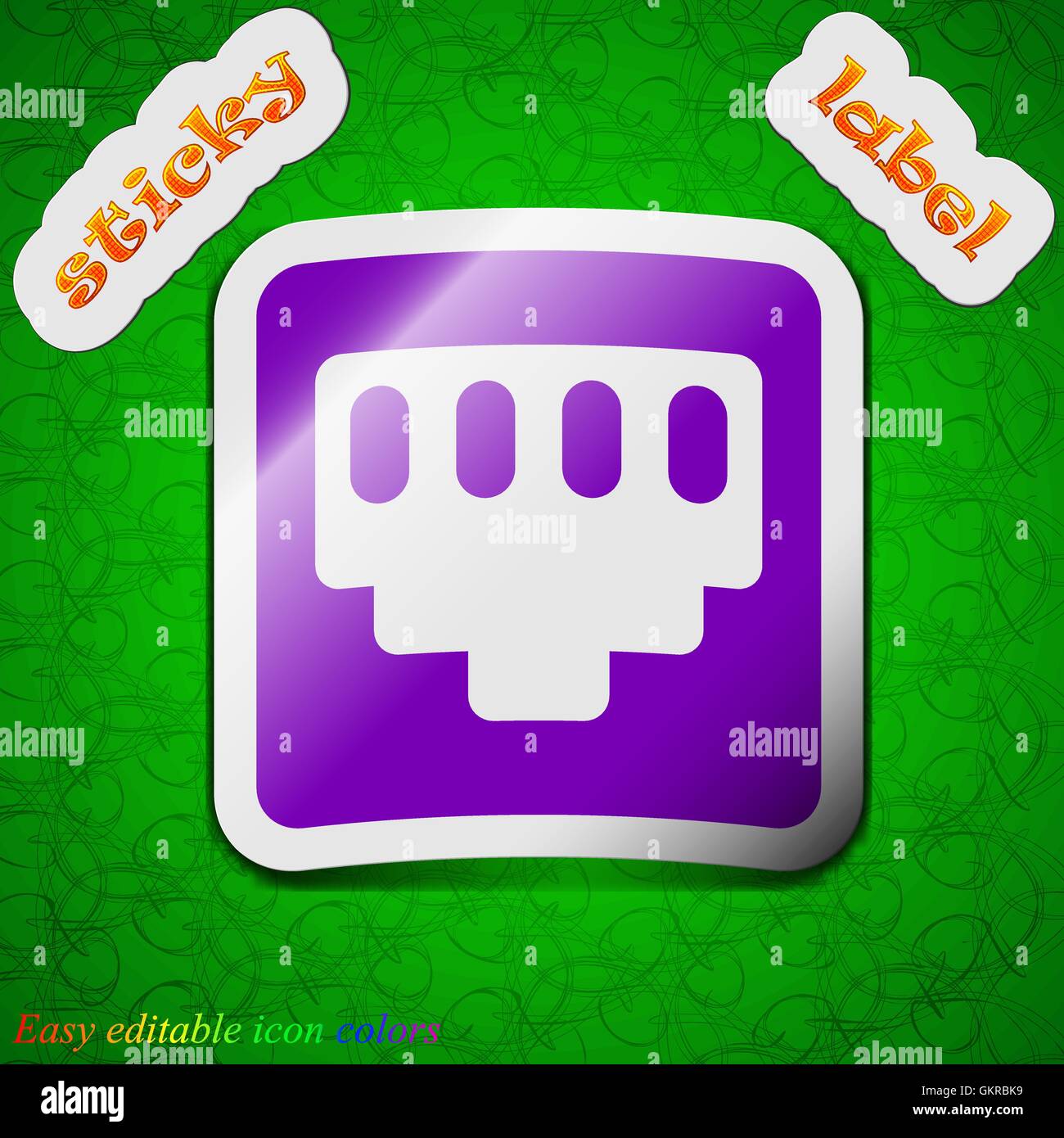 cable rj45, Patch Cord icon sign. Symbol chic colored sticky label on ...
