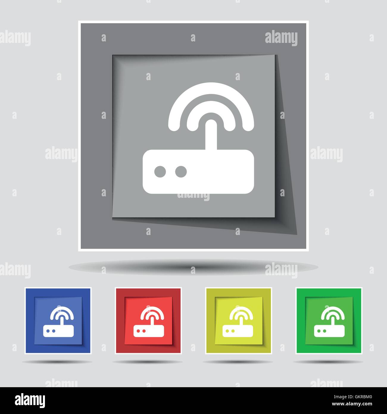 Wi fi router icon sign on original five colored buttons. Vector Stock ...