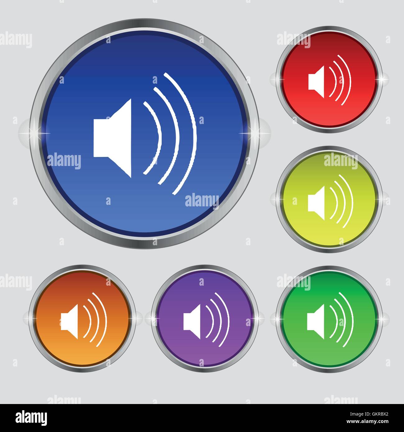 volume, sound icon sign. Round symbol on bright colourful buttons. Vector Stock Vector Image ...