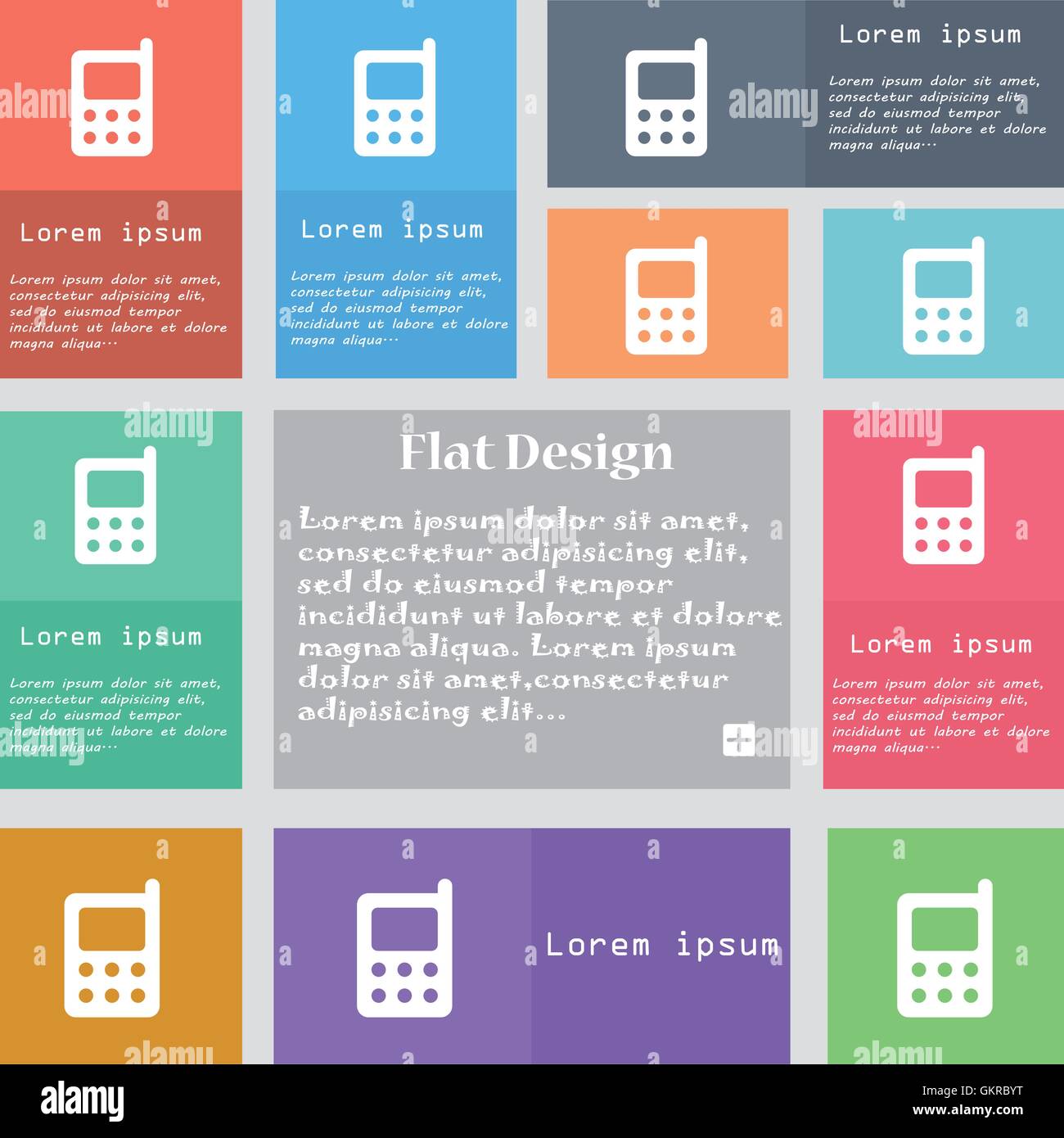 mobile phone icon sign. Set of multicolored buttons with space for text ...